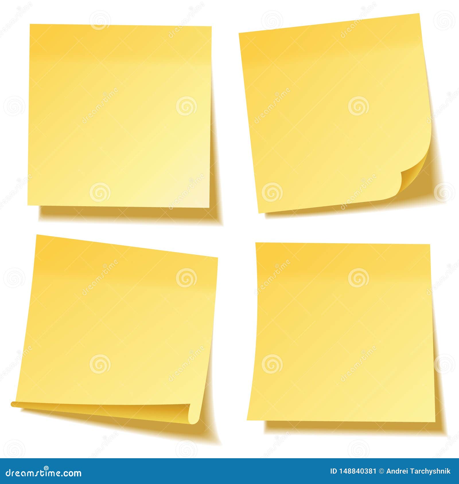 Realistic Sticky Note with Shadow. Yellow Paper Set. Message on ...
