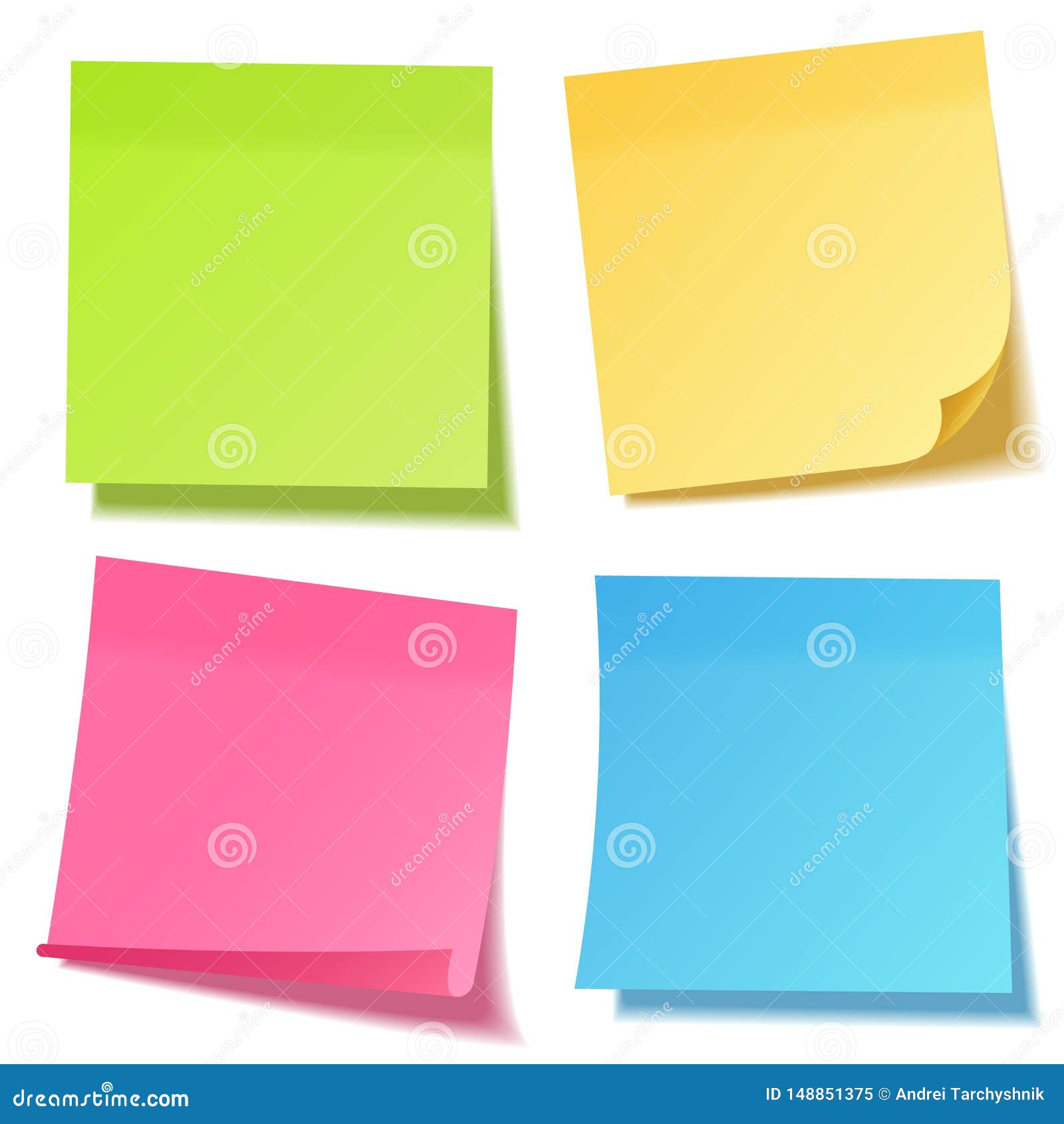 Realistic Sticky Note with Shadow. Yellow Paper Set. Message on ...