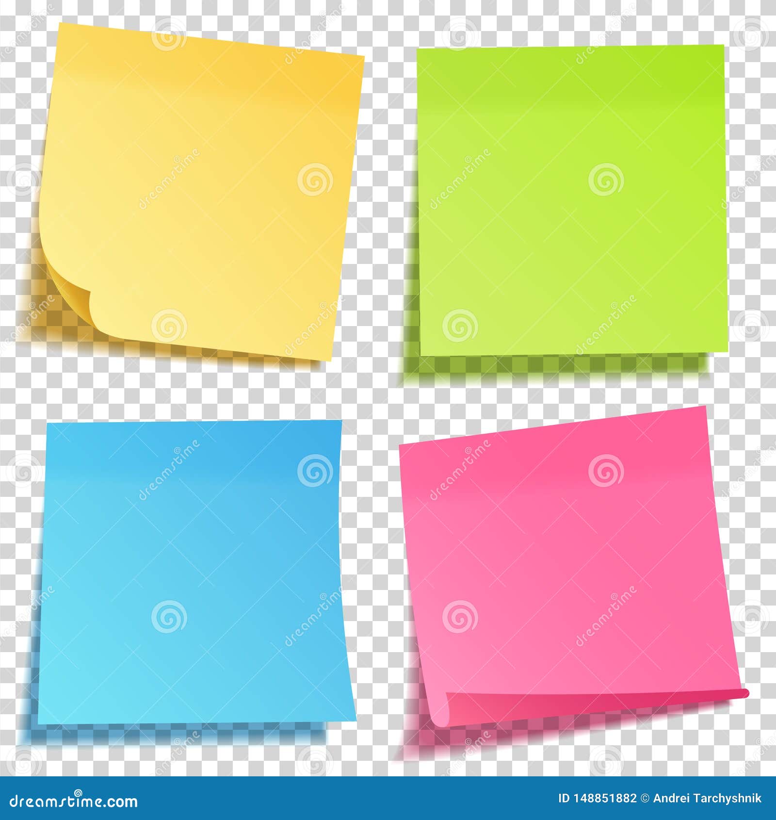 Realistic Sticky Note with Shadow. Yellow Paper Set. Message on ...