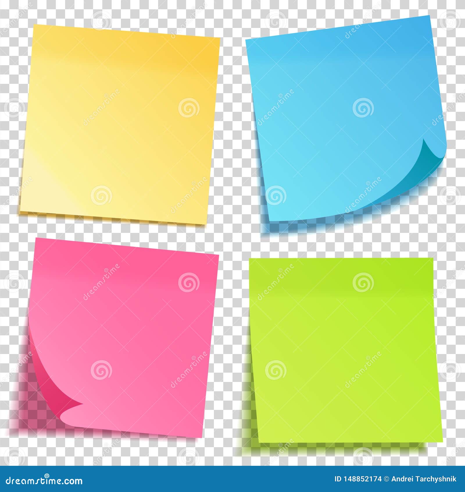 Realistic Sticky Note with Shadow. Yellow Paper Set. Message on ...