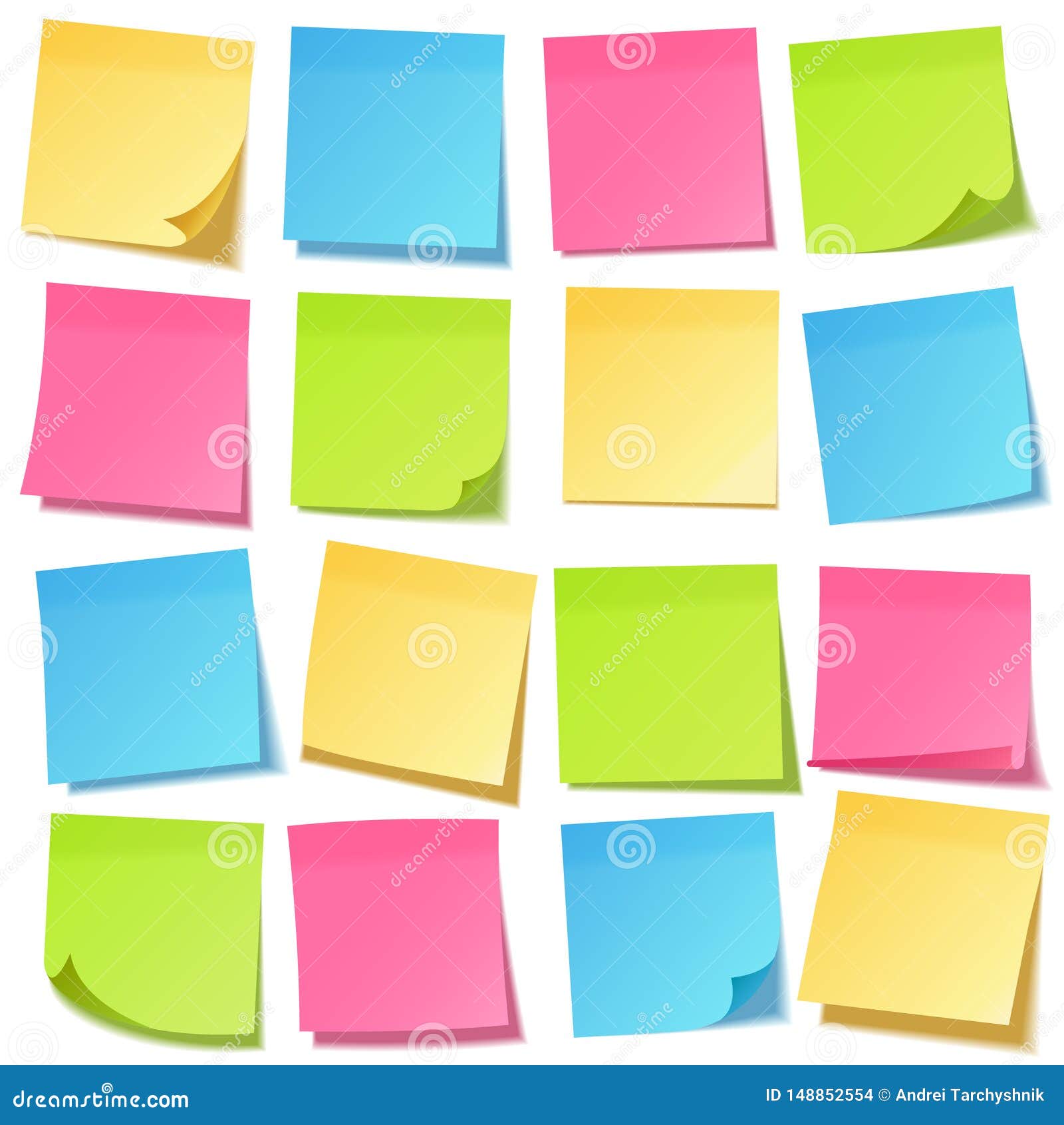 Realistic Sticky Note with Shadow. Yellow Paper Set. Message on ...