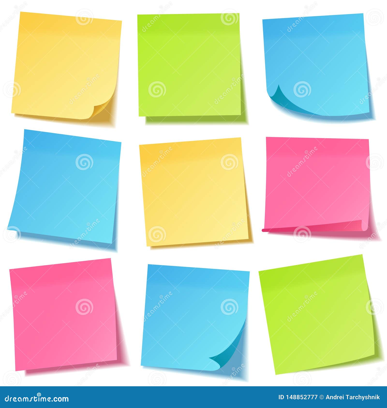 Realistic Sticky Note with Shadow. Yellow Paper Set. Message on ...
