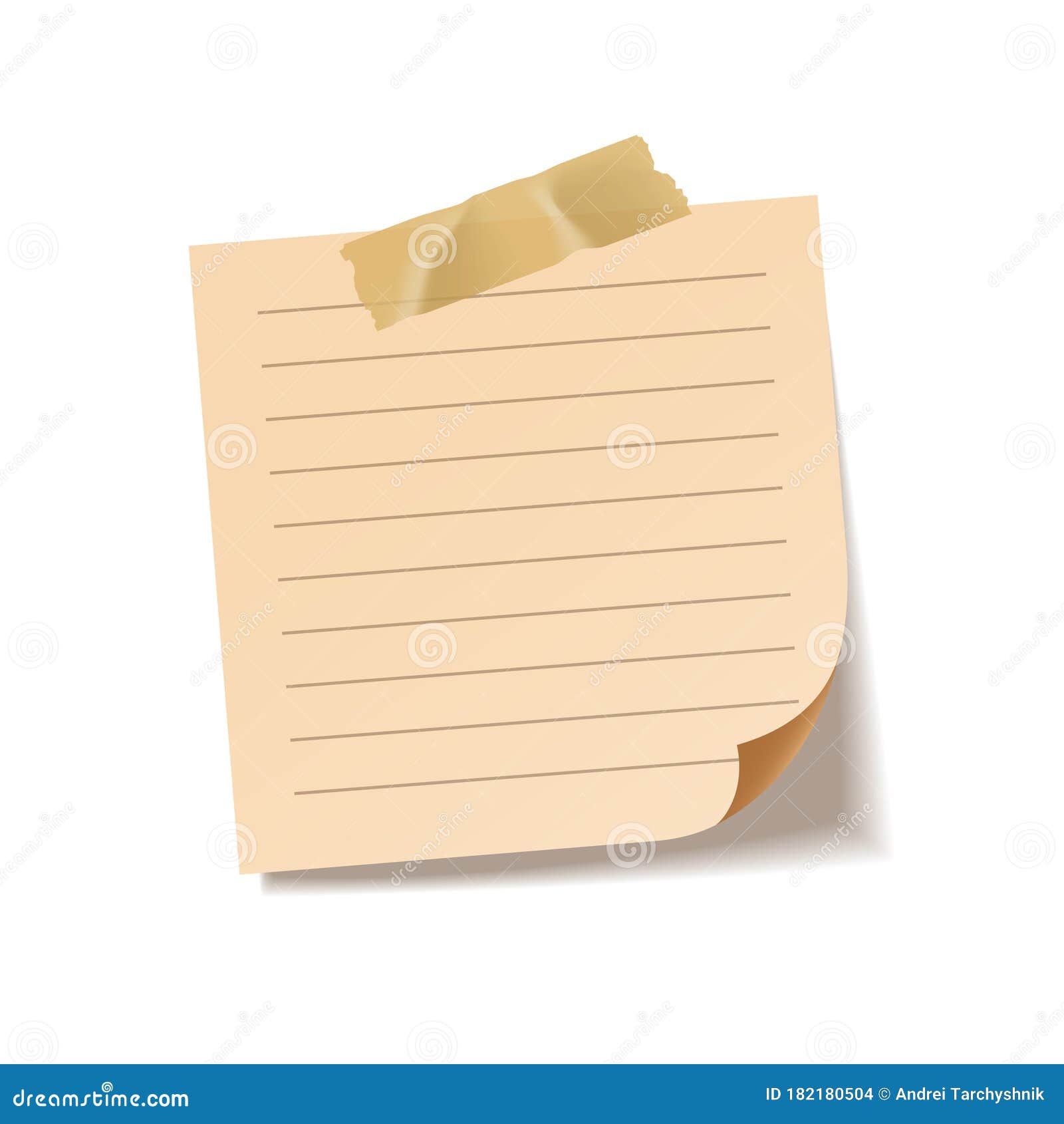 Realistic Sticky Note Sheet. Blank Lined Paper. Vector Illustration ...