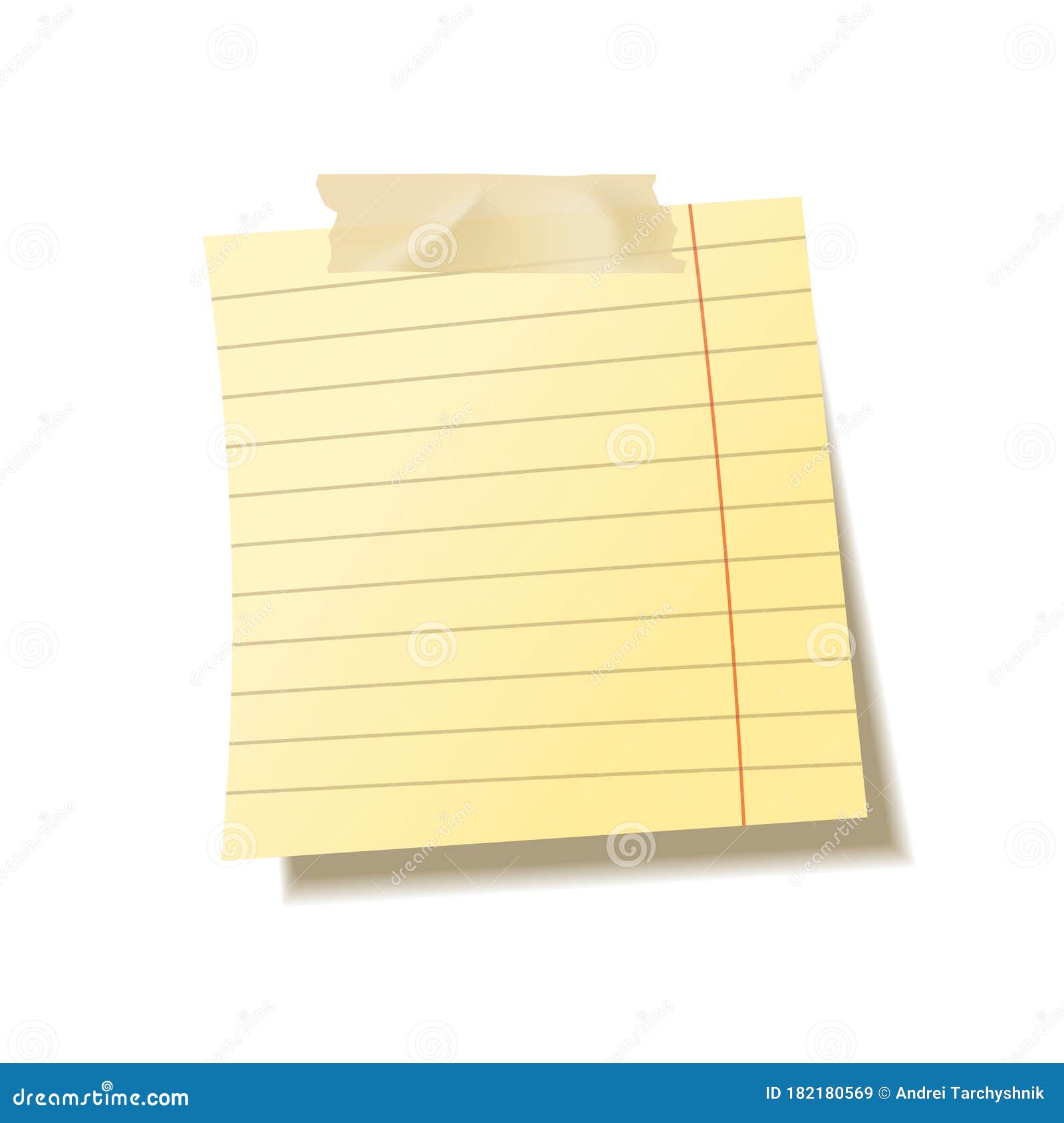Realistic Sticky Note Sheet. Blank Lined Paper. Vector Illustration ...