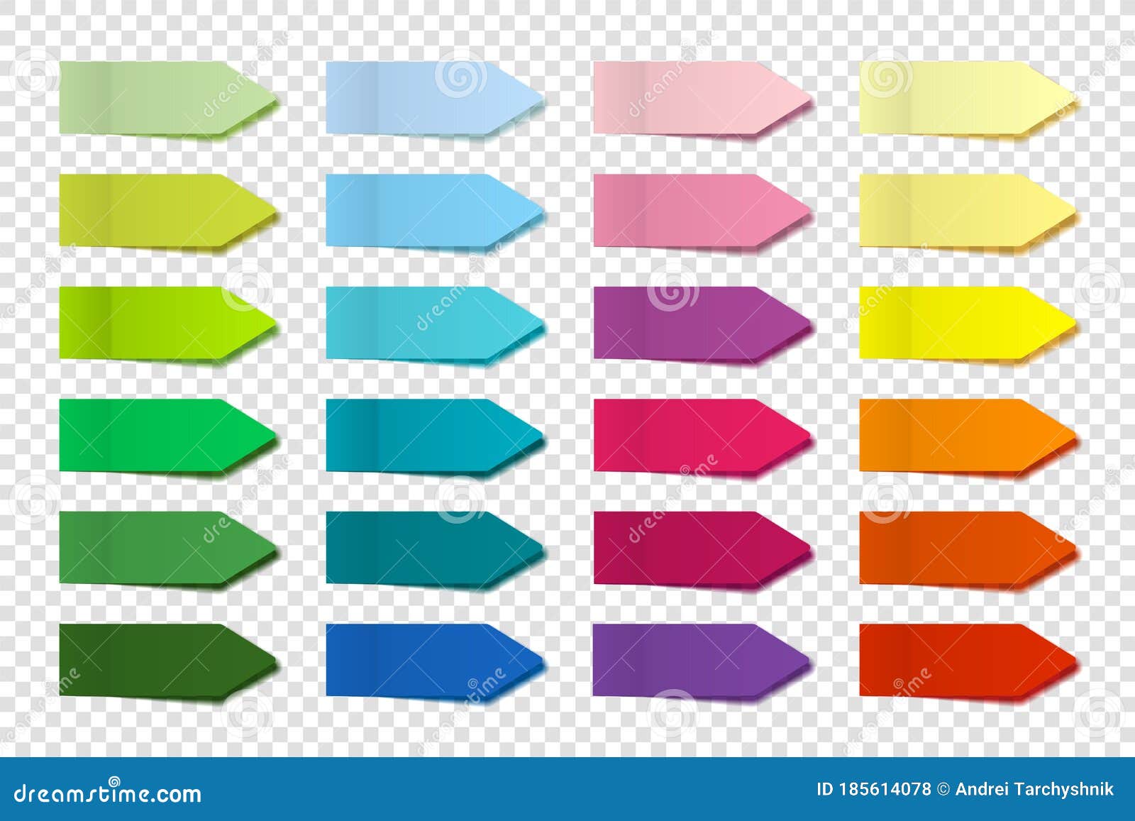 Realistic Sticky Notes Collection. Arrow Flag Tabs. Post Note Stickers ...