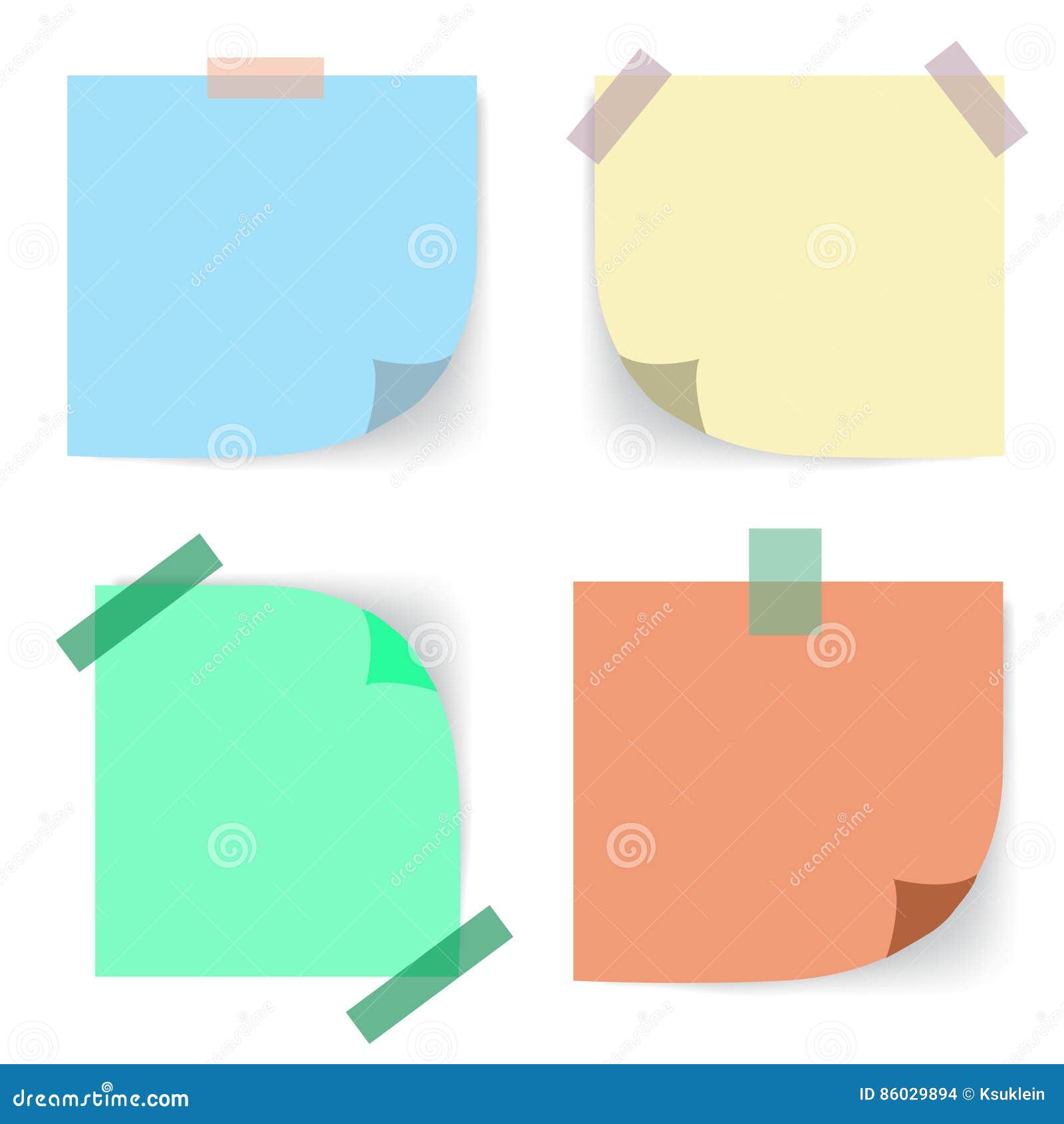 Realistic Sticky Notes Sheets With Stickers, Sample Text And Decorative ...