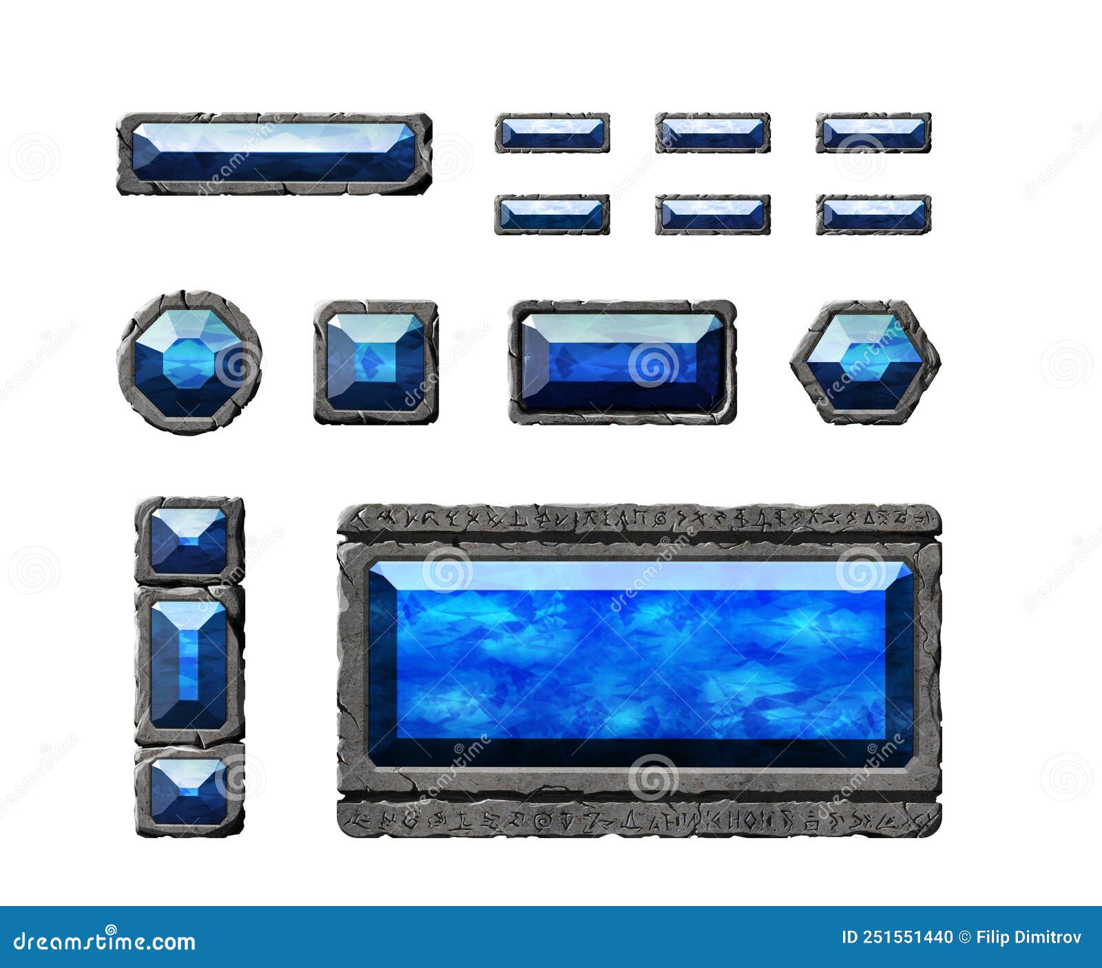 Realistic Stone Buttons and Elements Stock Photo - Image of material ...