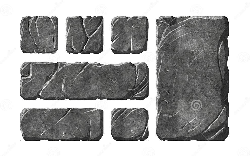 Realistic Stone Buttons and Elements Stock Illustration - Illustration ...