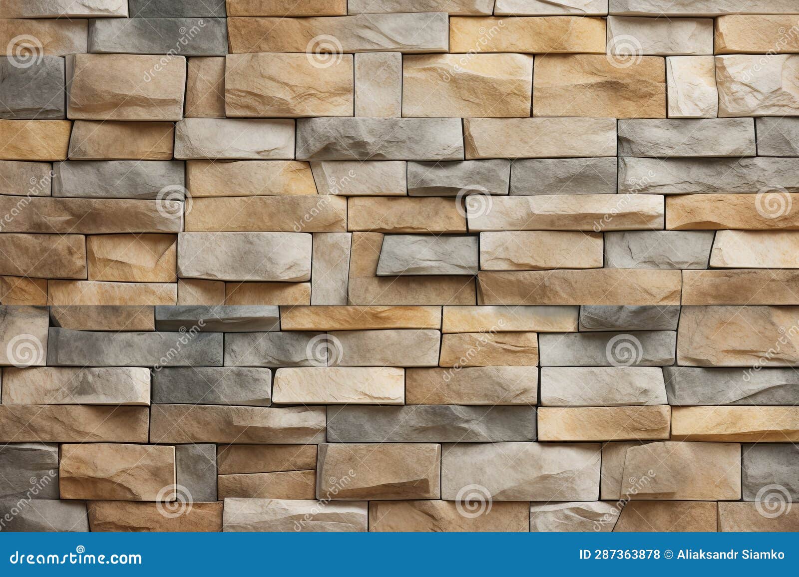Realistic Stone Decorated Wall Material Closeup 3d Rendering Stock ...
