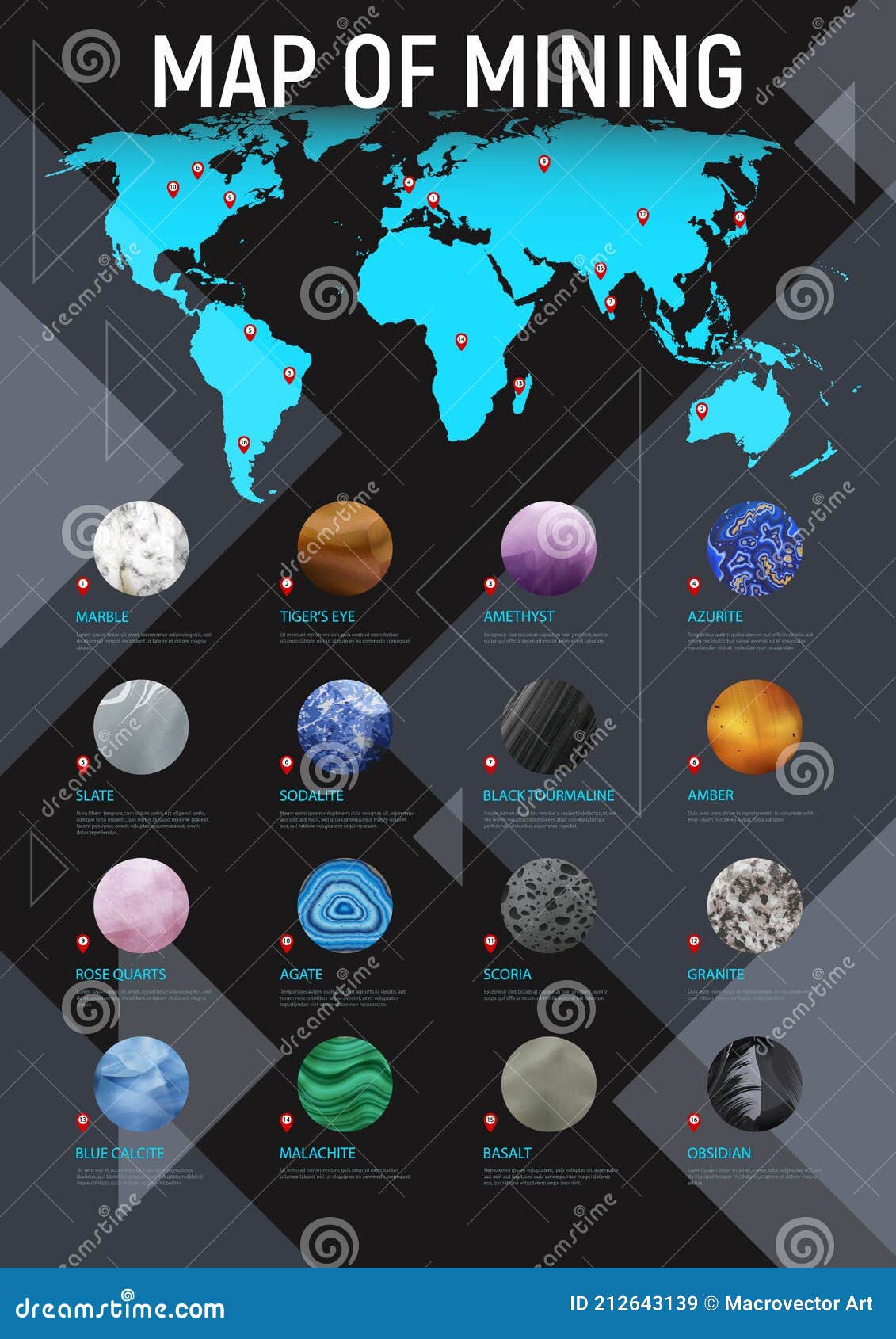 Realistic Stone Map Mining Poster Stock Vector - Illustration of ...