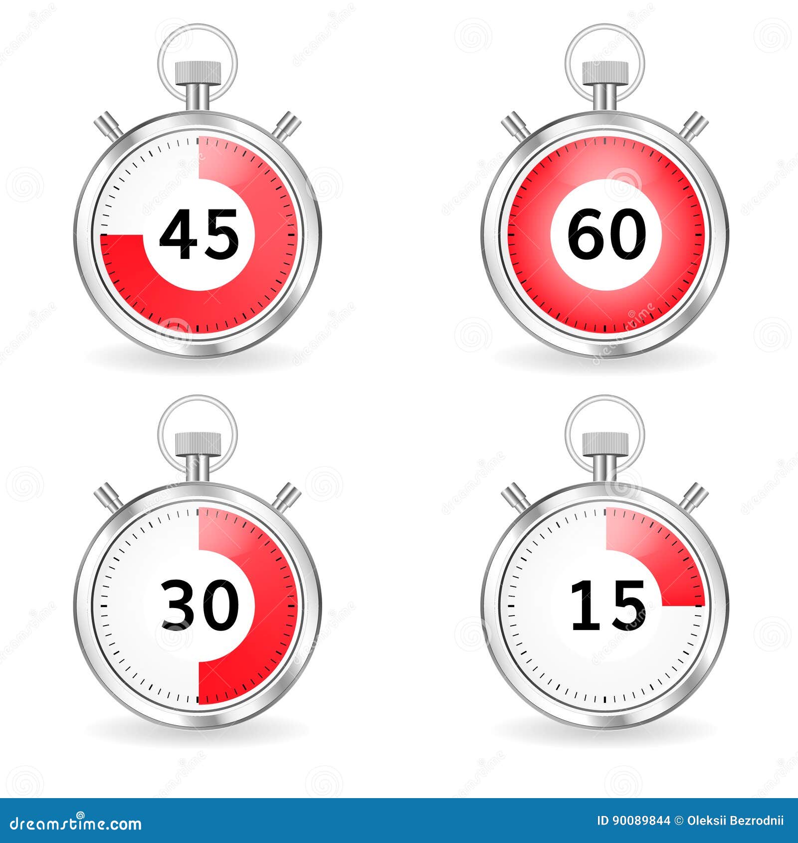 Realistic Stopwatch with Red Dial and Seconds Bar . Set of Timers Stock ...