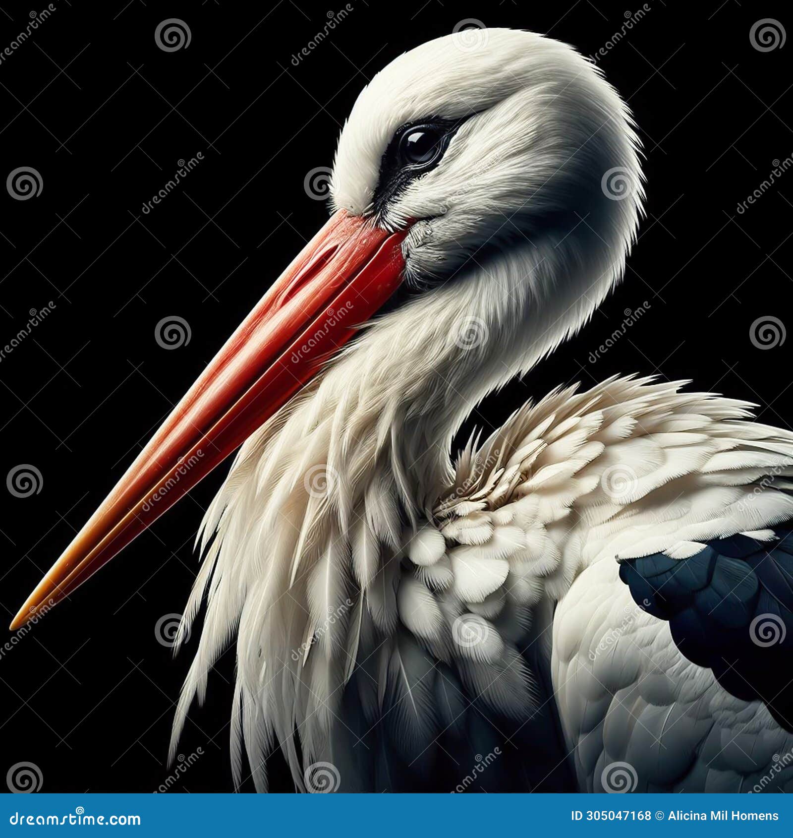 Realistic Stork Isolated On Black Background. Wild Life. AI Generated ...