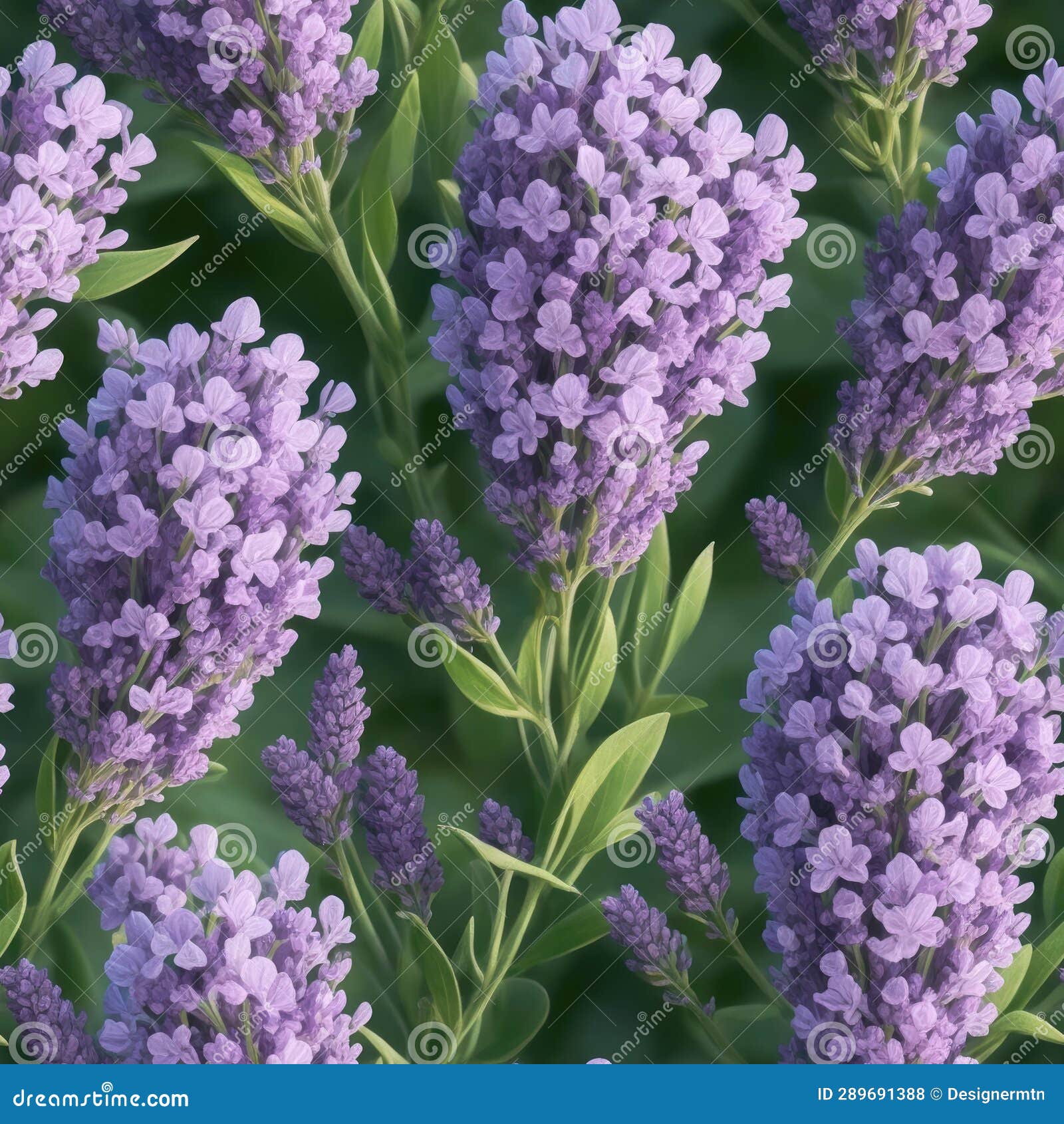 Realistic Style Beautiful Lavander Flowers Seamless Pattern. Wallpaper ...