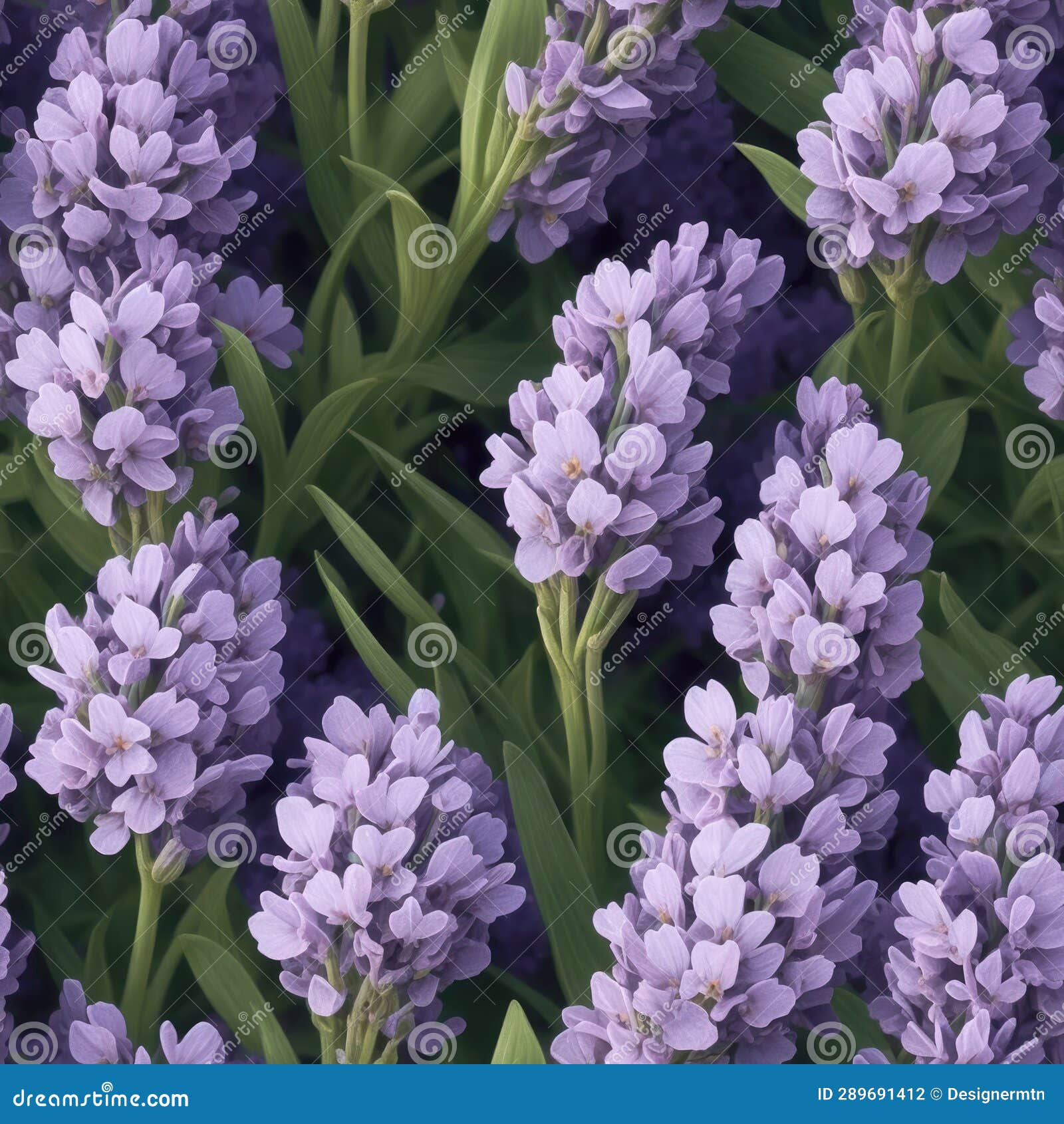 Realistic Style Beautiful Lavander Flowers Seamless Pattern. Wallpaper ...