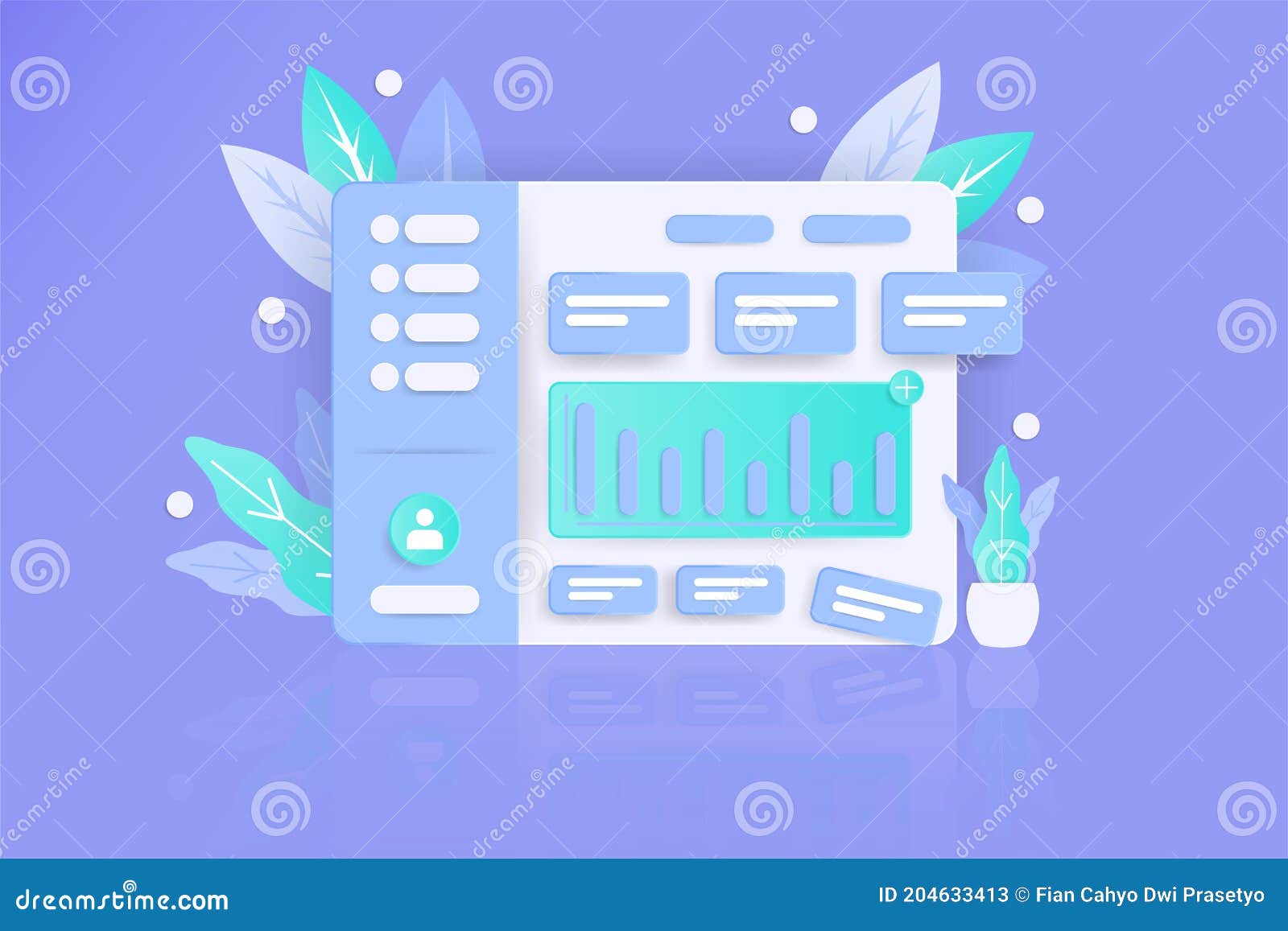 Realistic Style Dashboard Website with Flat Color Stock Vector ...
