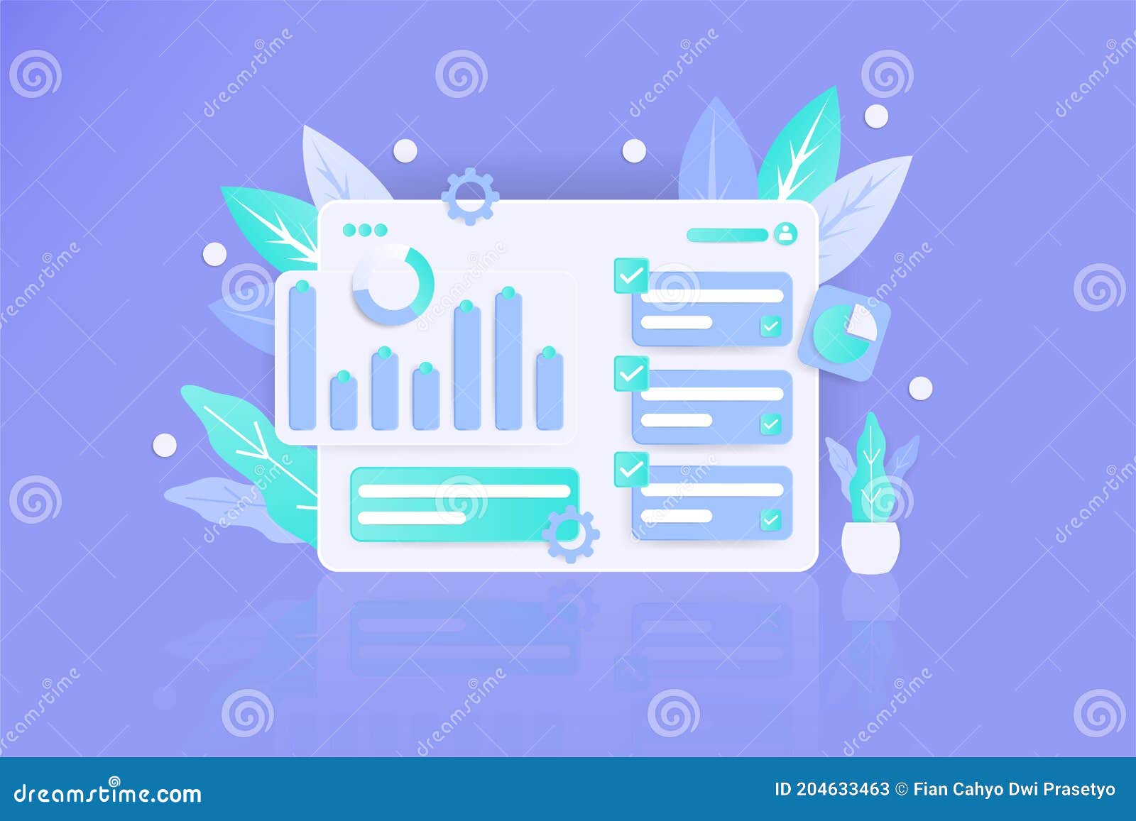 Realistic Style Dashboard Website with Flat Color Stock Vector ...