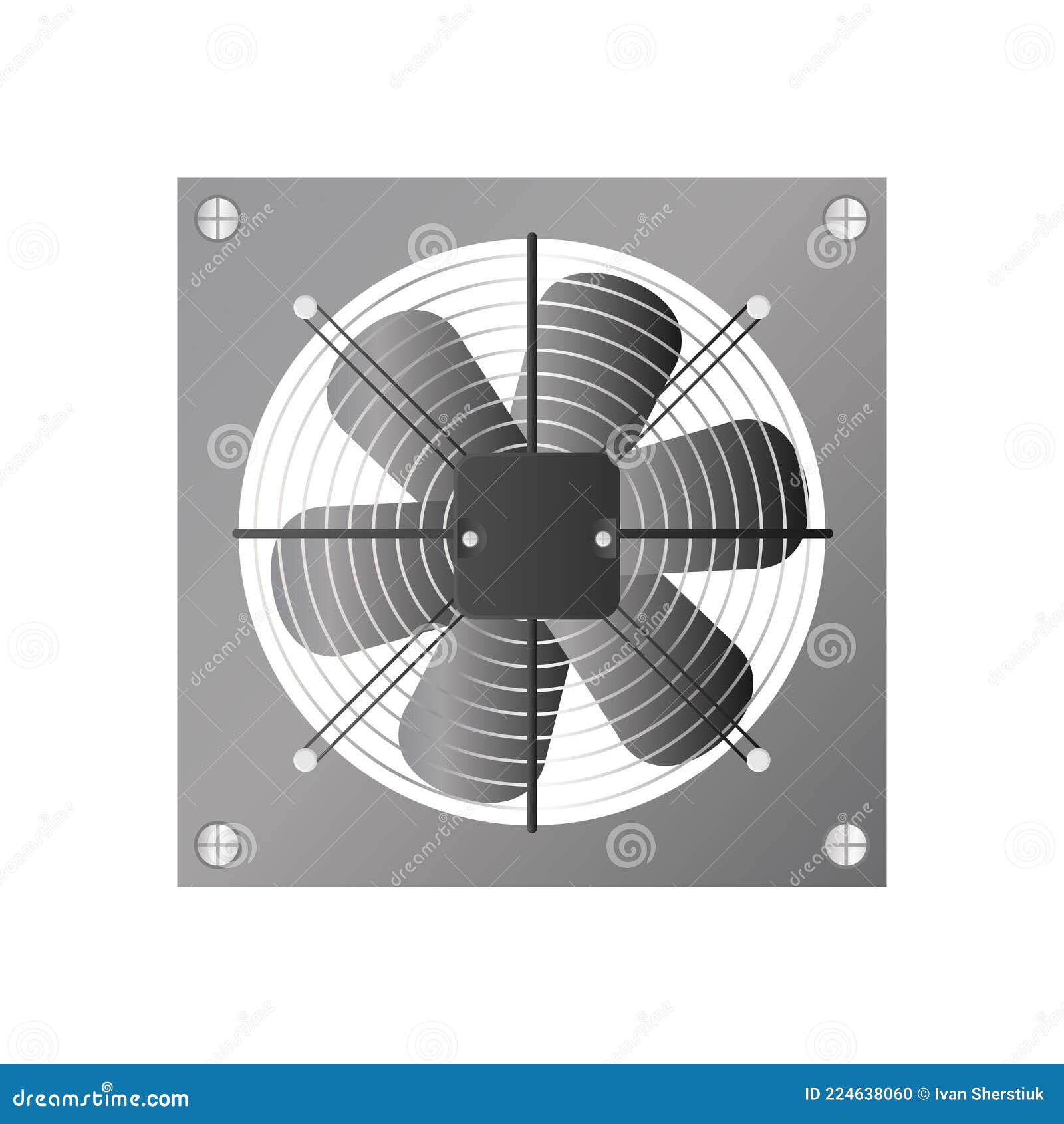 Realistic Style Exhaust Fan. Fan, Cooler for the Computer. Isolated ...
