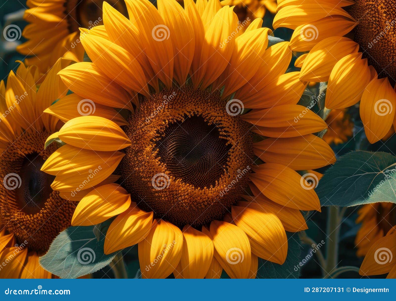 Realistic Style Natural Sunflowers Wallpaper Stock Illustration ...