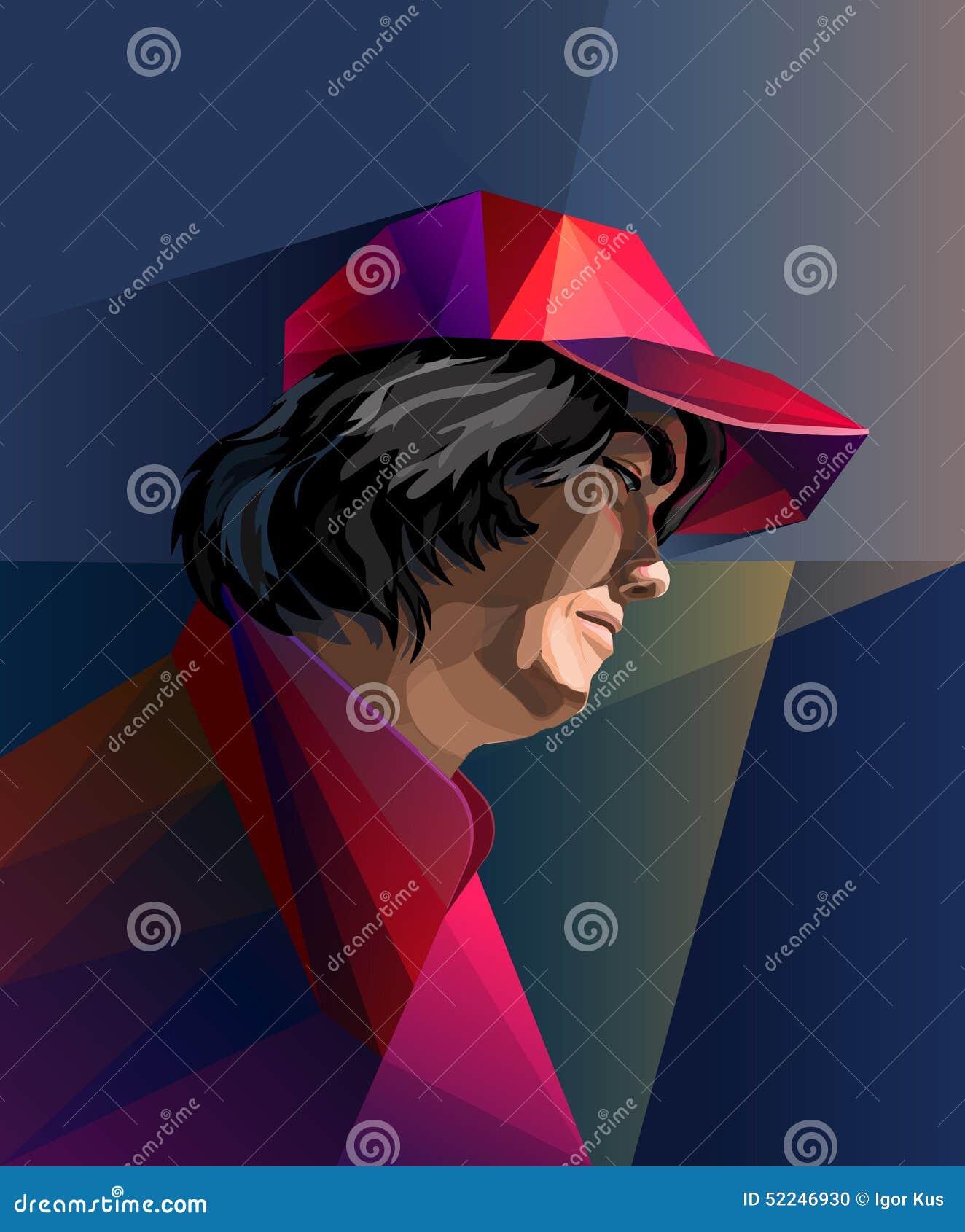 Realistic Stylish Guy in the Low Poly Cap Vector. Stock Vector ...