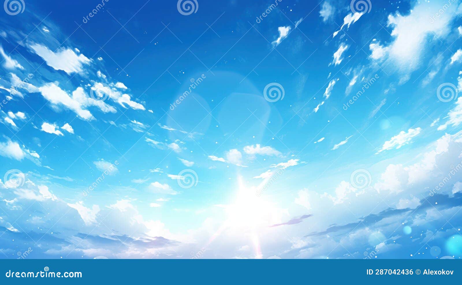 Realistic and Stylized Blue Sky and Sun AI Generated Stock Illustration ...
