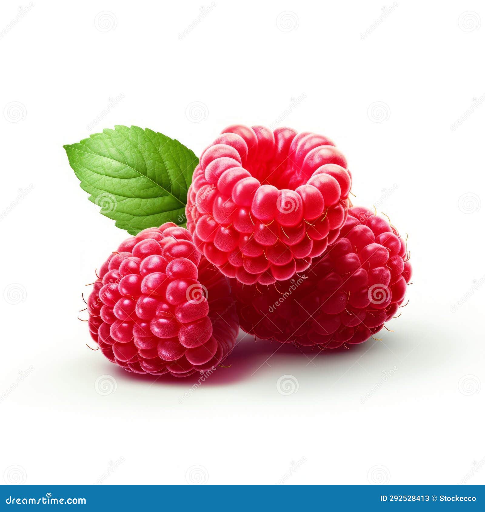 Realistic Stylized Raspberry Rendering on White Background Stock ...
