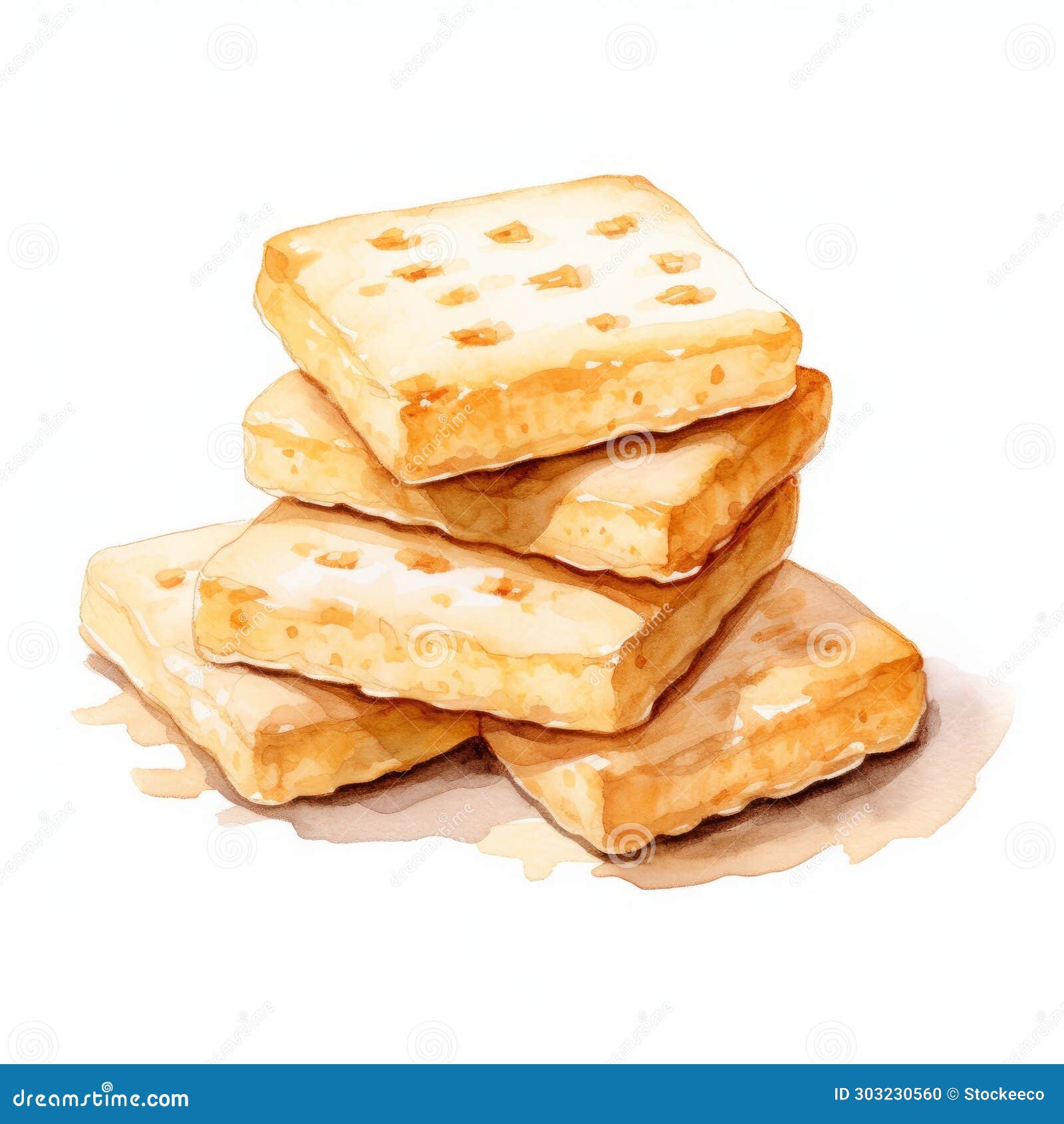 Realistic and Stylized Shortbread Watercolor Clipart on White ...