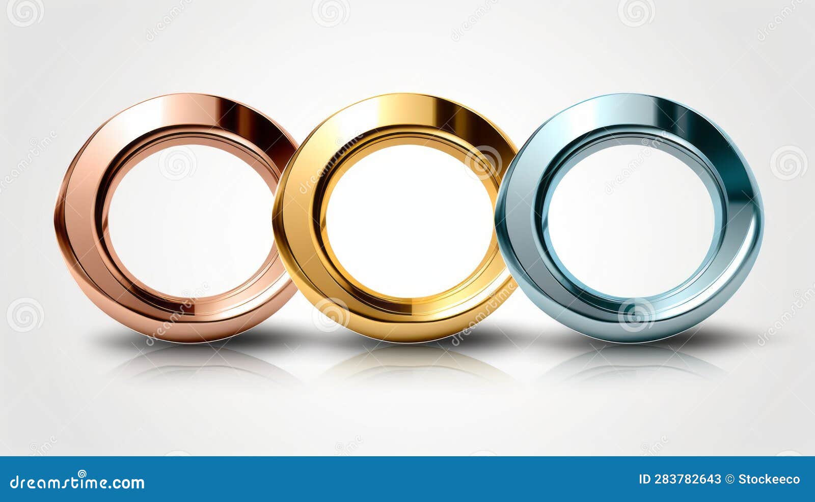 Realistic yet Stylized Three Colored Rings on White Surface Stock ...
