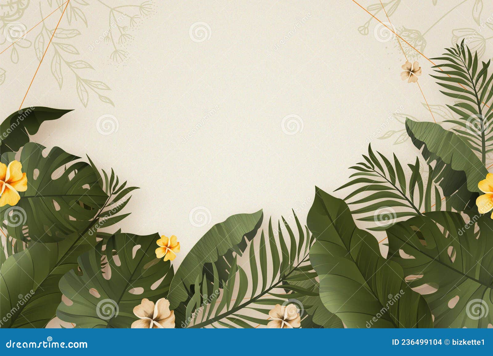 Realistic Summer Background with Tropical Leaves Design Illustration ...