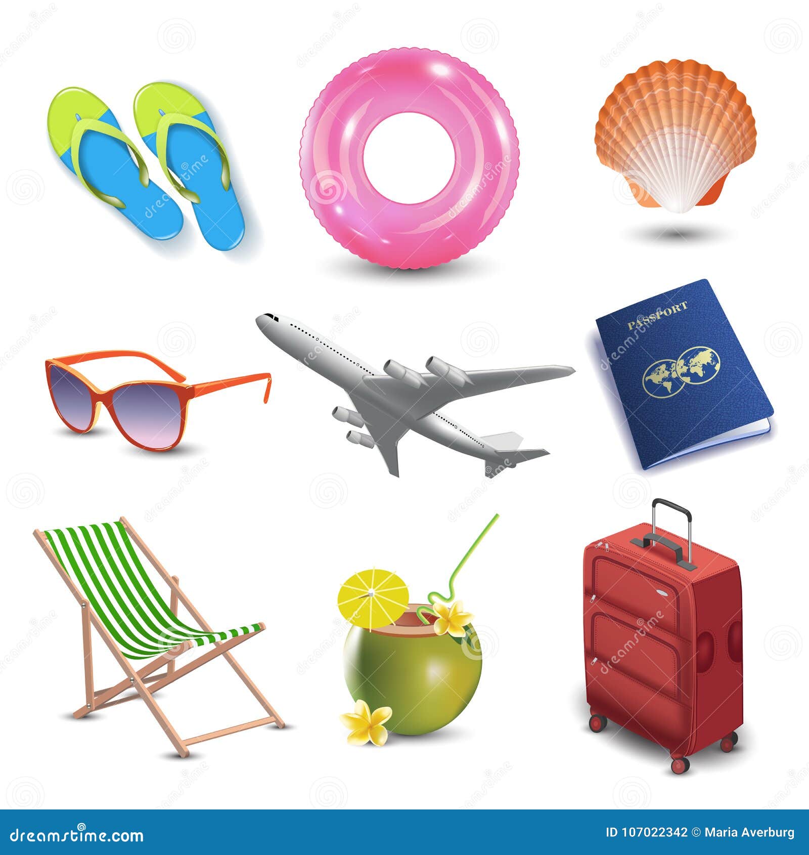 Realistic Summer Holidays Seaside Beach Icons Set Isolated Stock Vector ... Realistic Summer Holidays Seaside Beach Icons Set Isolated Stock Vector ...