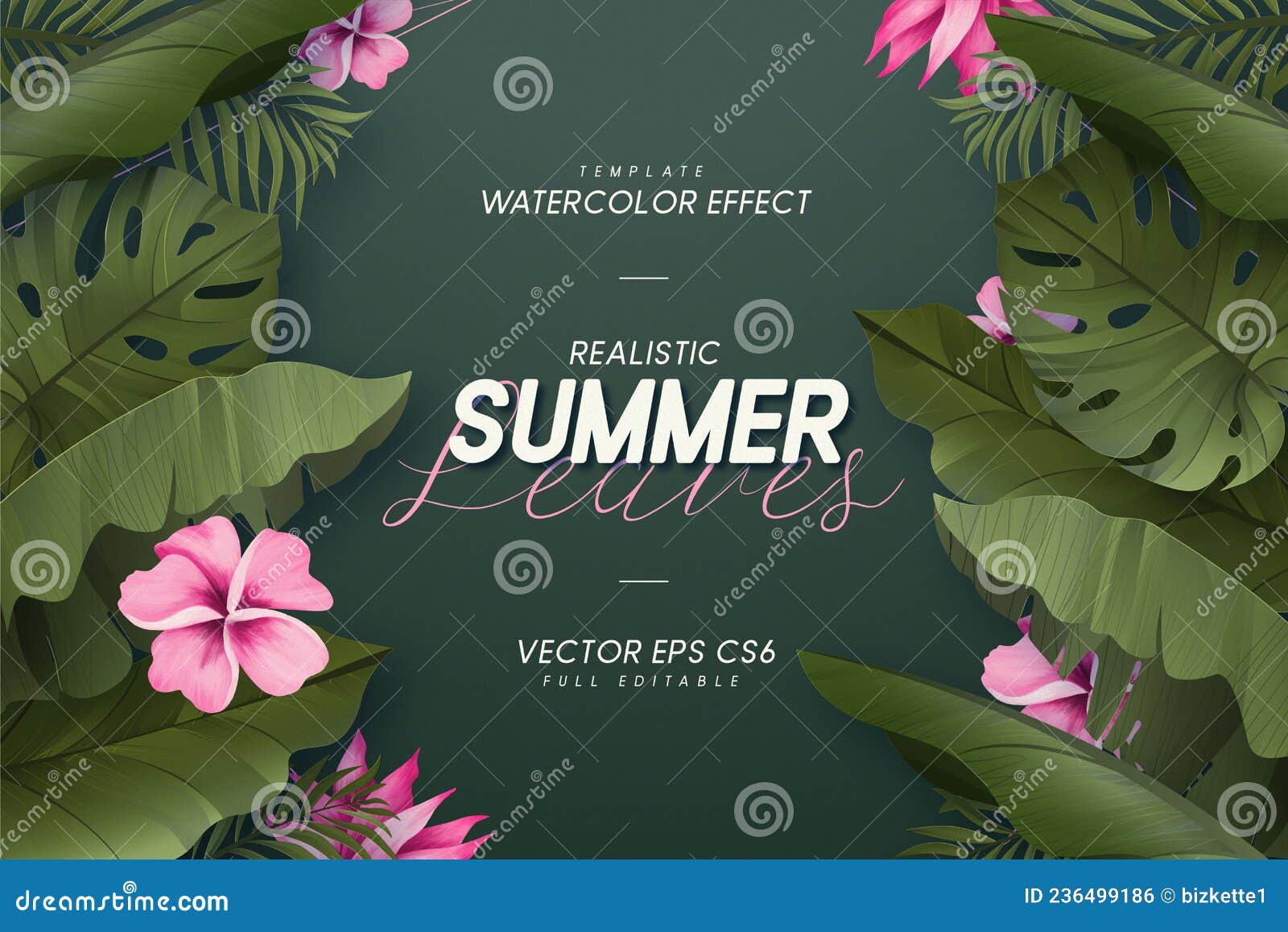 Realistic Summer Leaves Banner Background Design Illustration Stock ...