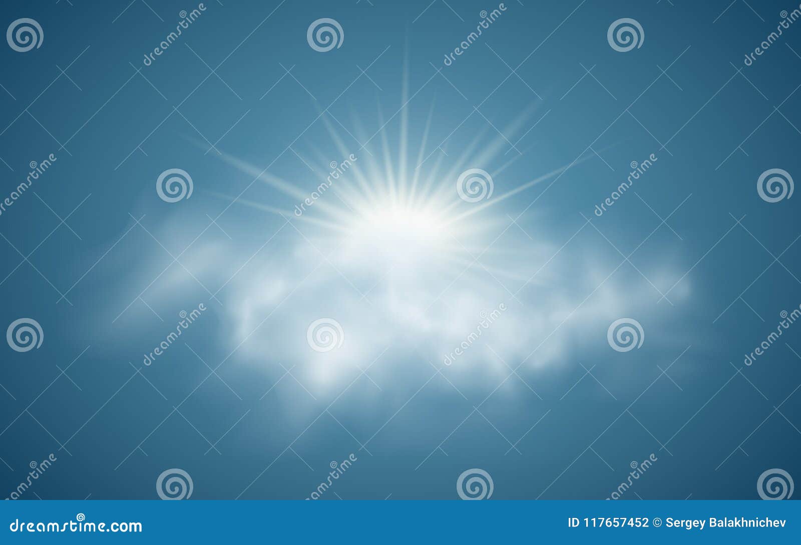 Realistic Sun with Clouds. Sunlight. Sun Rays. Transparent Clouds ...