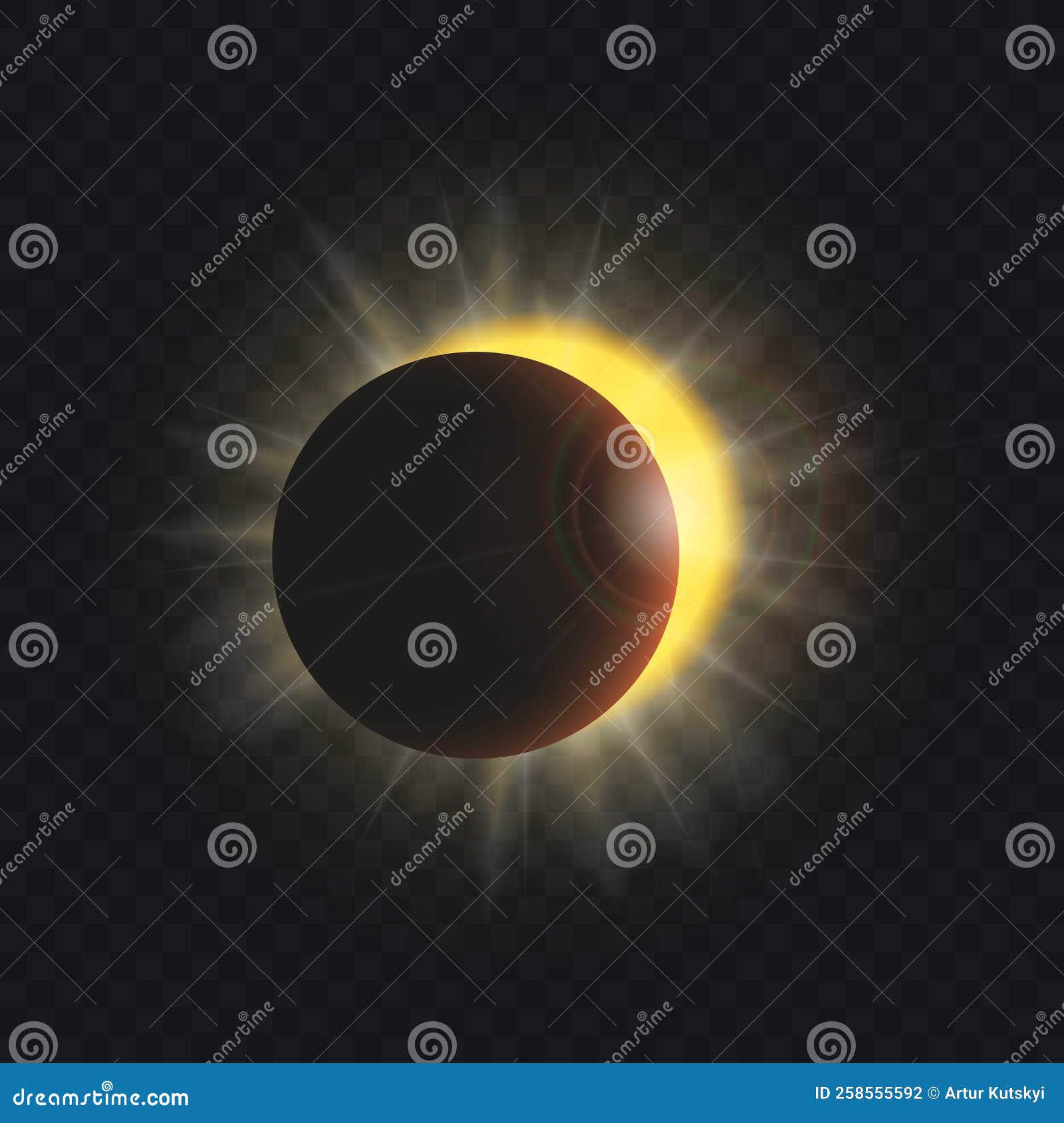 Realistic Sun Eclipse on Transperant Background Stock Vector ...