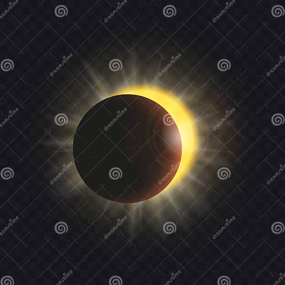 Realistic Sun Eclipse on Transperant Background Stock Vector ...