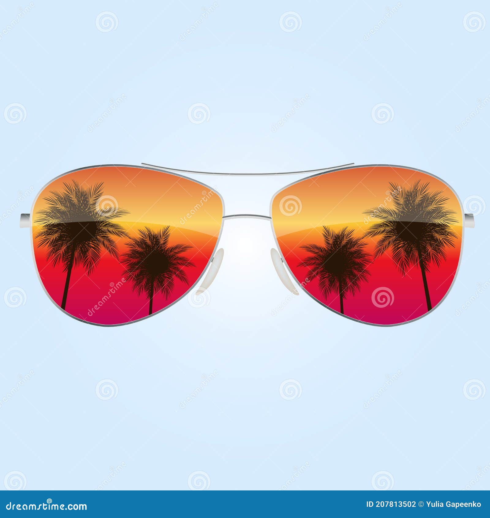Realistic Sun Glasses with Palm Tree Icon. Vector Illustration EPS10 ...