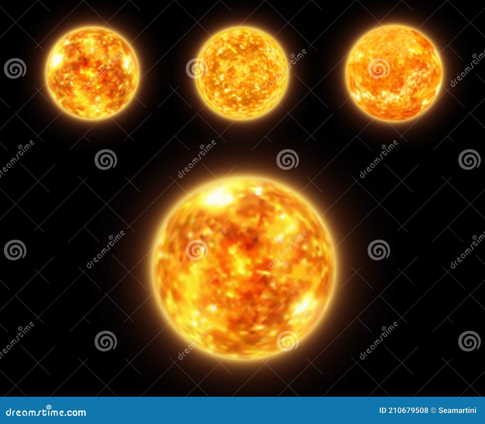 Realistic Sun Globe in Space, 3d Vector Star. Stock Vector ...