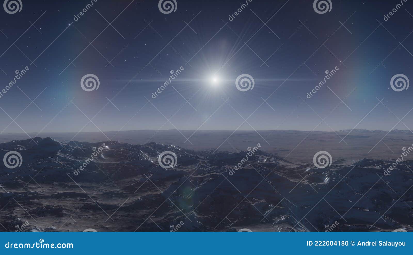 Realistic Surface of an Alien Planet, View from the Surface of an Exo ...