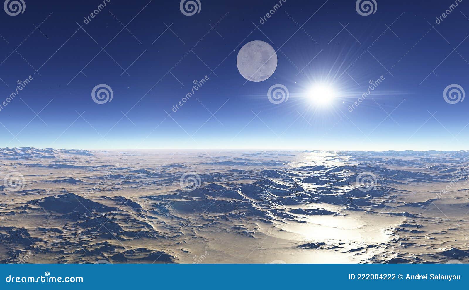 Realistic Surface of an Alien Planet, View from the Surface of an Exo ...