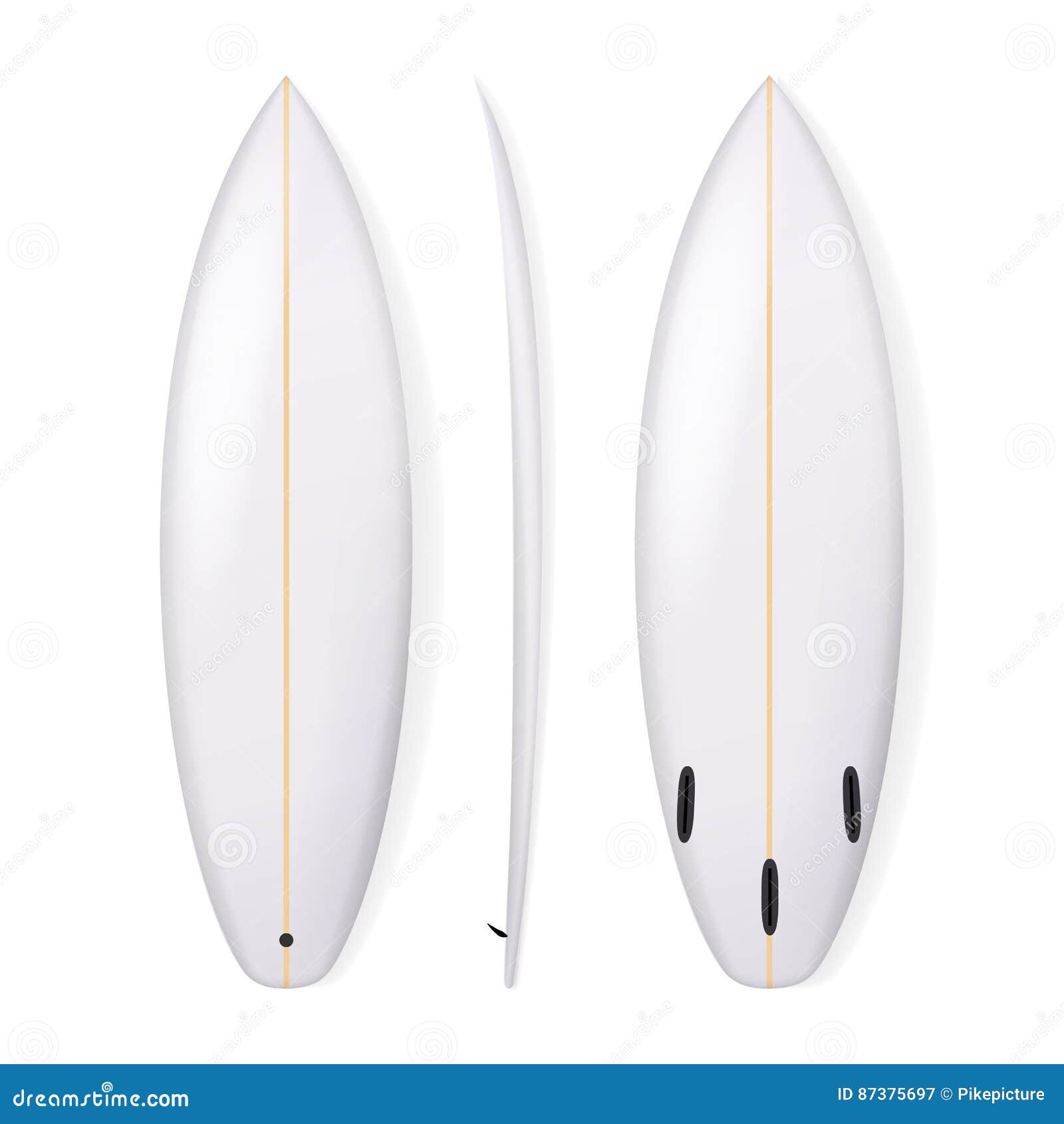 Realistic Surfboard Vector. Blank of Surfing Board Isolated on White ...