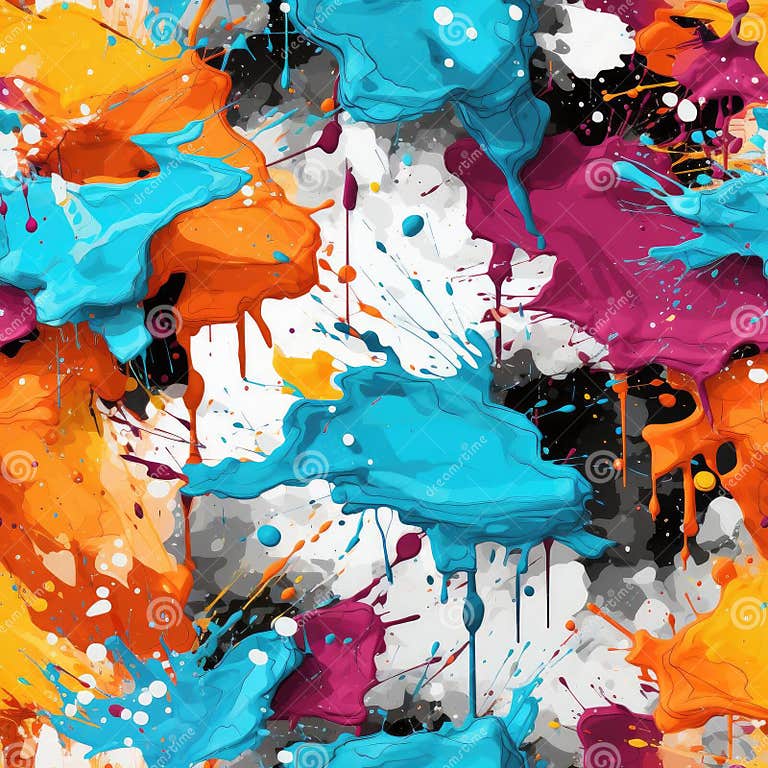 Realistic and Surrealistic Paint Splat Pattern with Detailed Texture ...