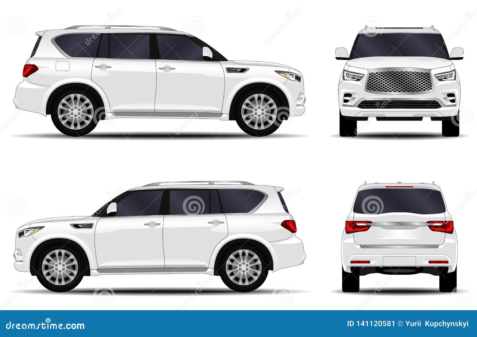 Realistic SUV car stock illustration. Illustration of front - 141120581
