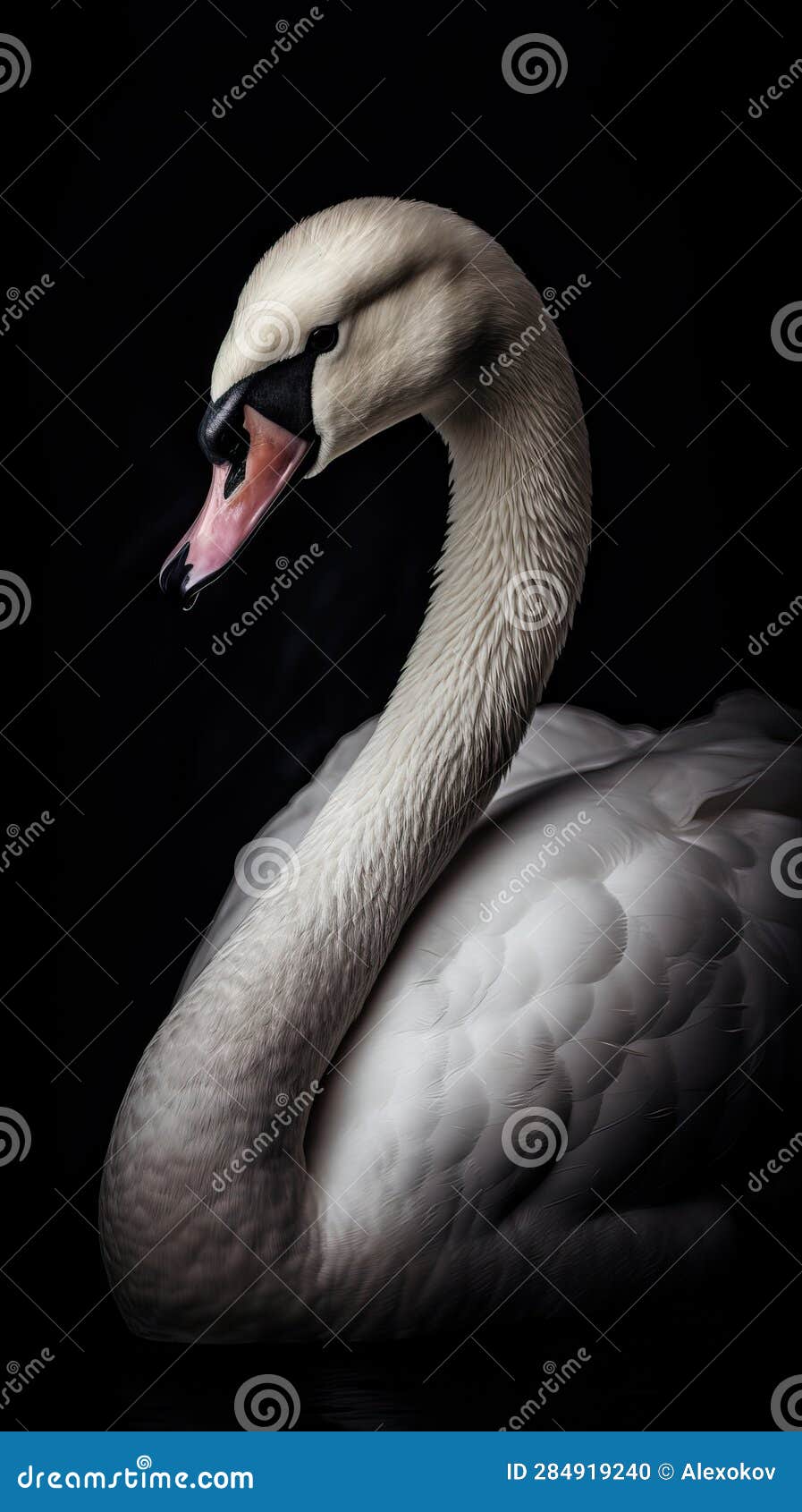 Realistic Swan on Dark Background AI Generated Stock Illustration ...