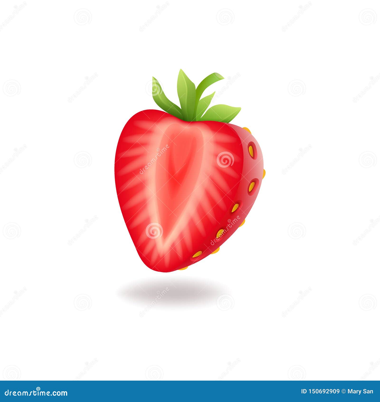 Realistic Sweet Strawberry With Green Leaves Fresh Red Berrie