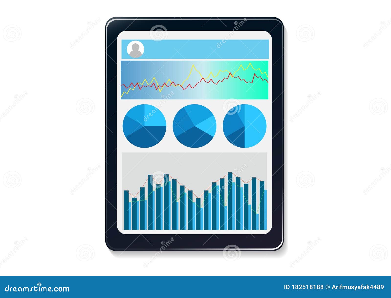 Realistic Tablet with Chart Statistic Screen Stock Vector ...