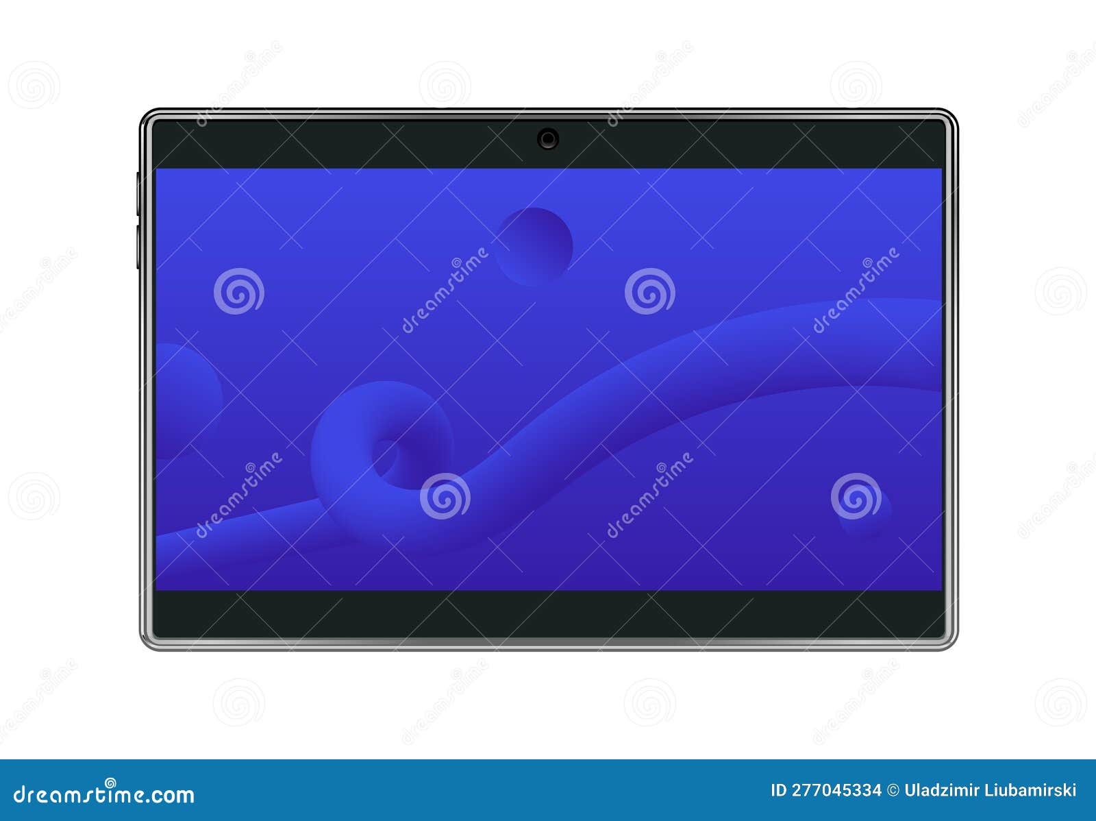 Realistic Tablet Computer Lock Screen with Abstract Blue Geometric ...