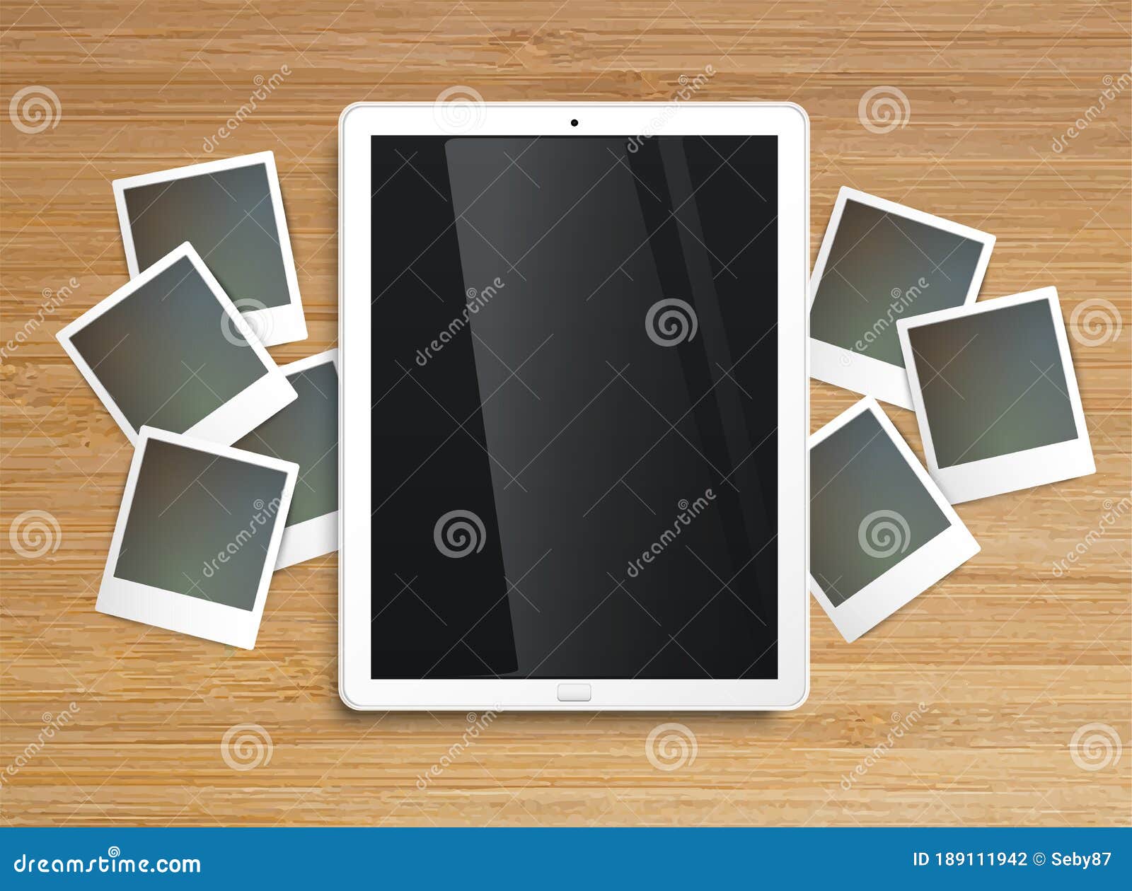 Realistic Tablet with Picture Frames, Vector Stock Vector ...