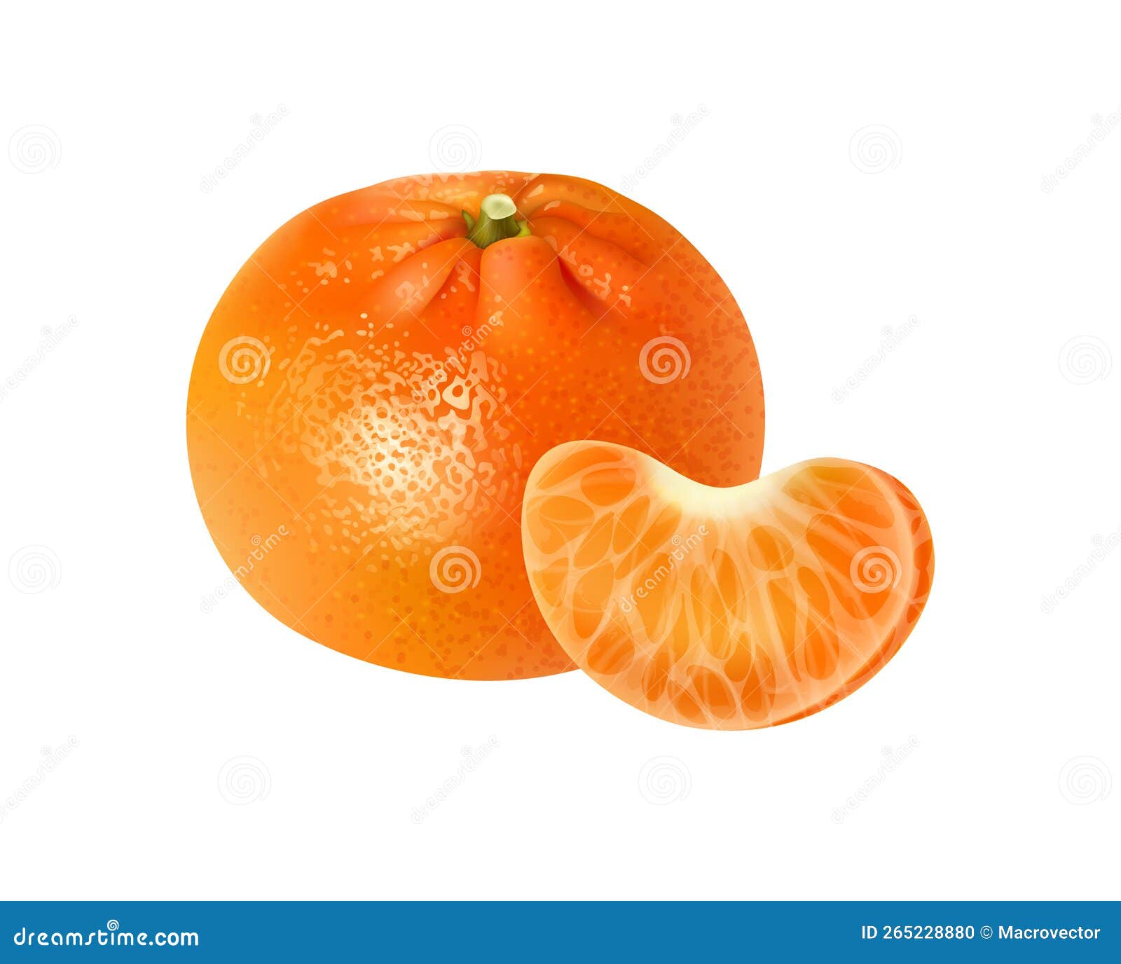 Realistic Tangerine Illustration Stock Vector - Illustration of meal ...