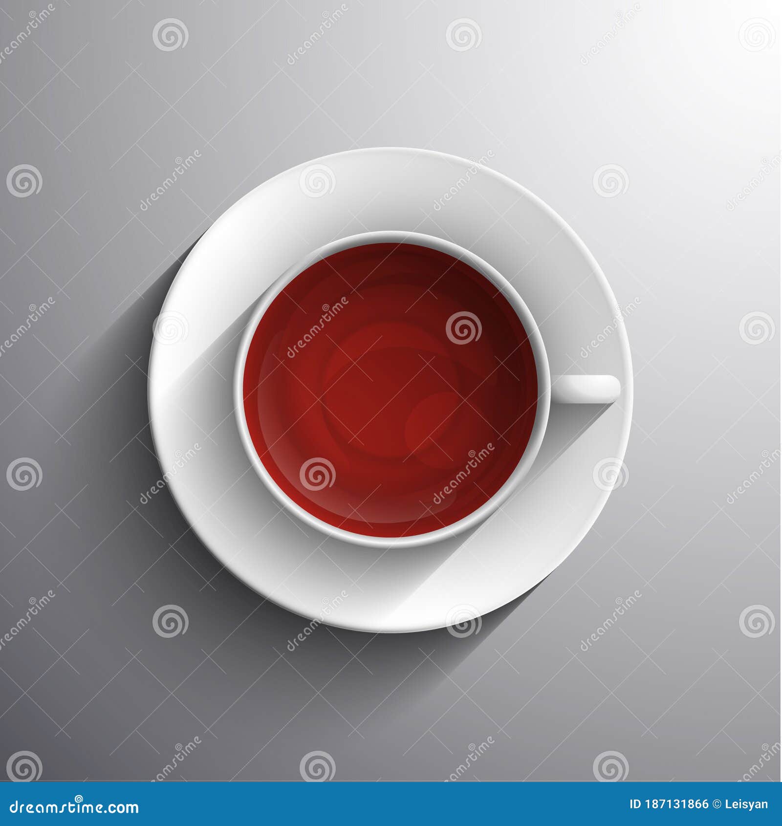 Realistic Tea Cup Illustration with Shadow Stock Vector - Illustration ...