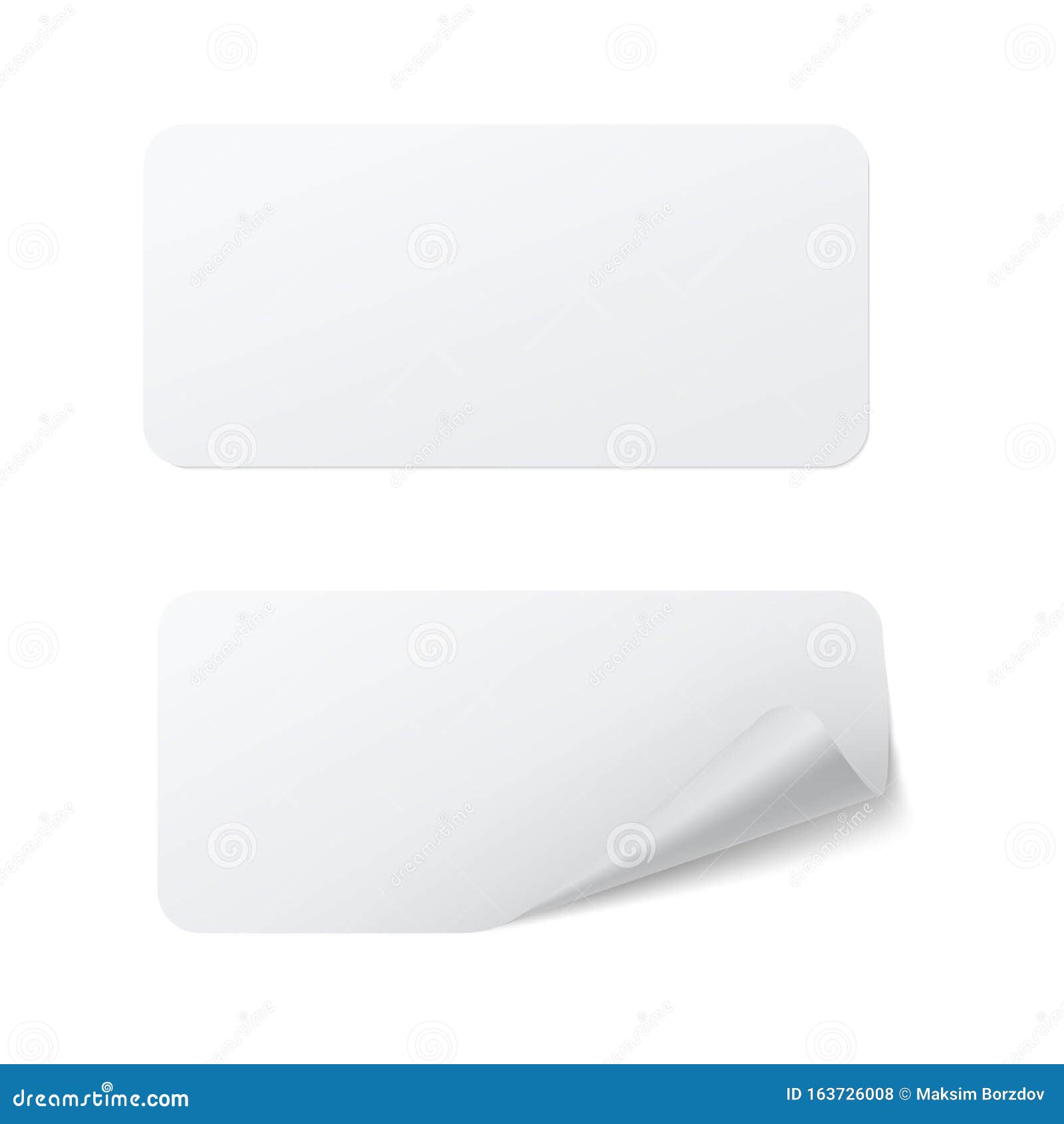 Realistic Template of White Rectangular Paper Adhesive Sticker with ...