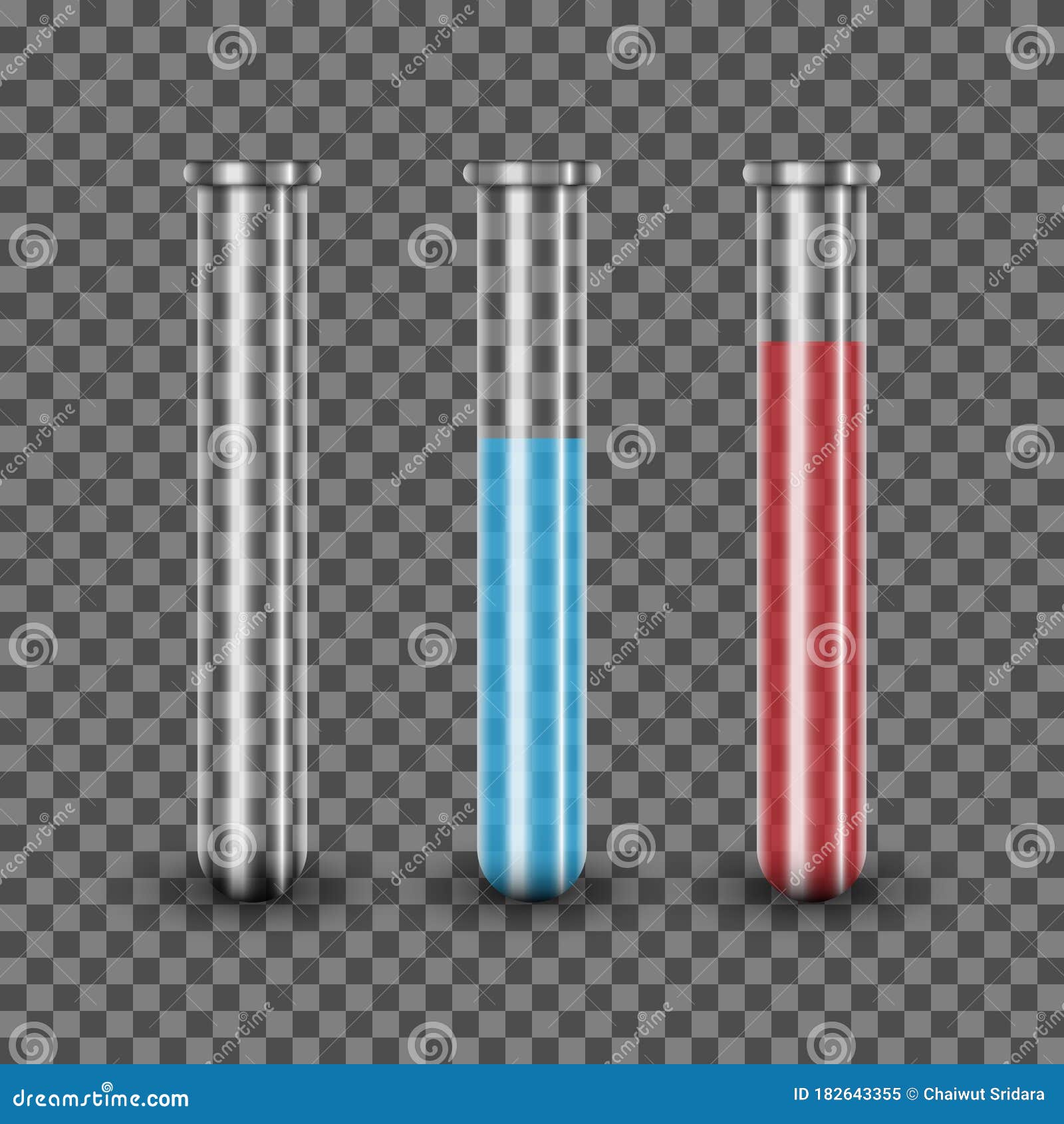 Realistic Test Tube with Blue and Red Solution, Vector Stock Vector ...
