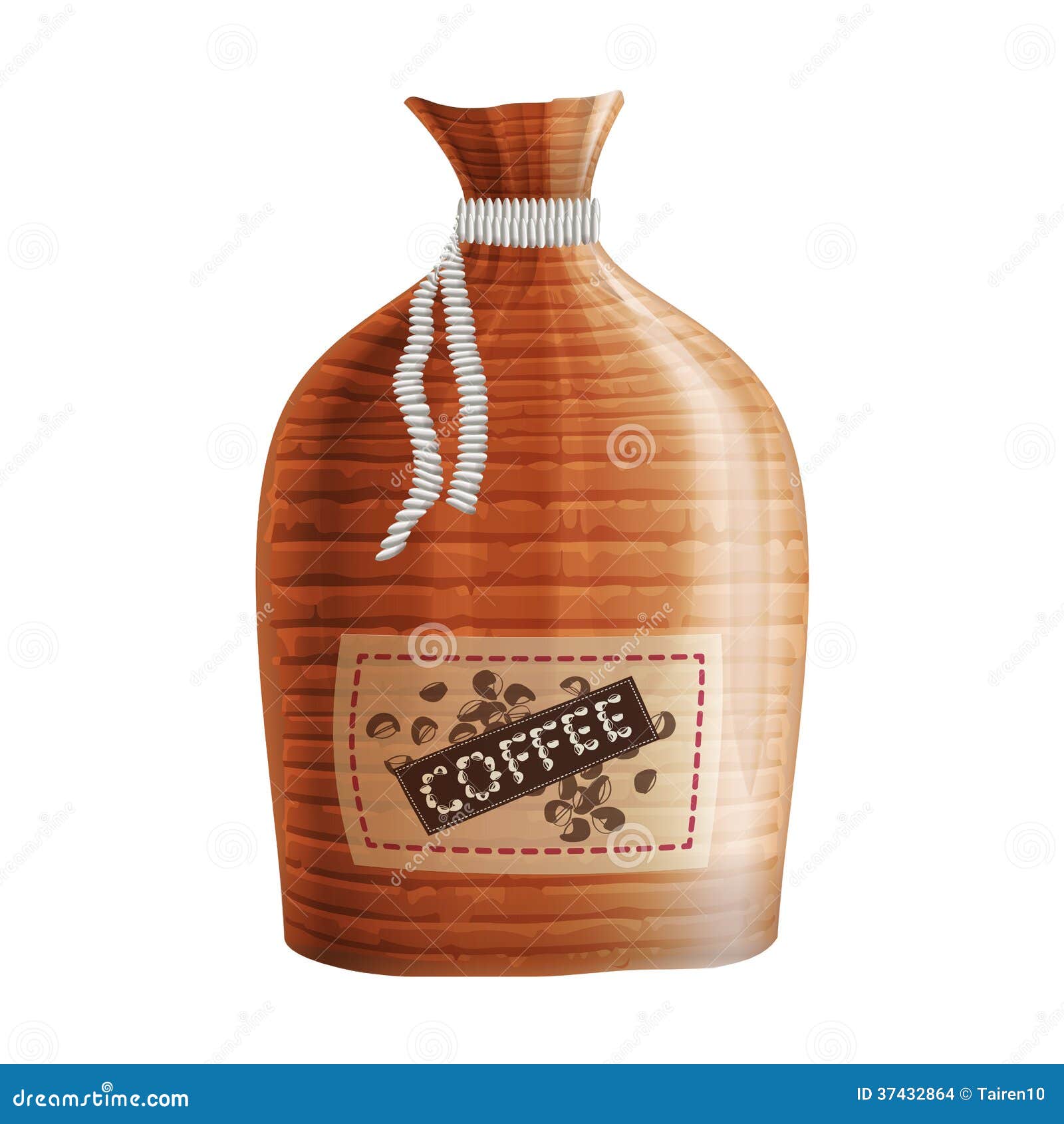 Realistic Textile Bag with Coffee Stock Vector - Illustration of ...